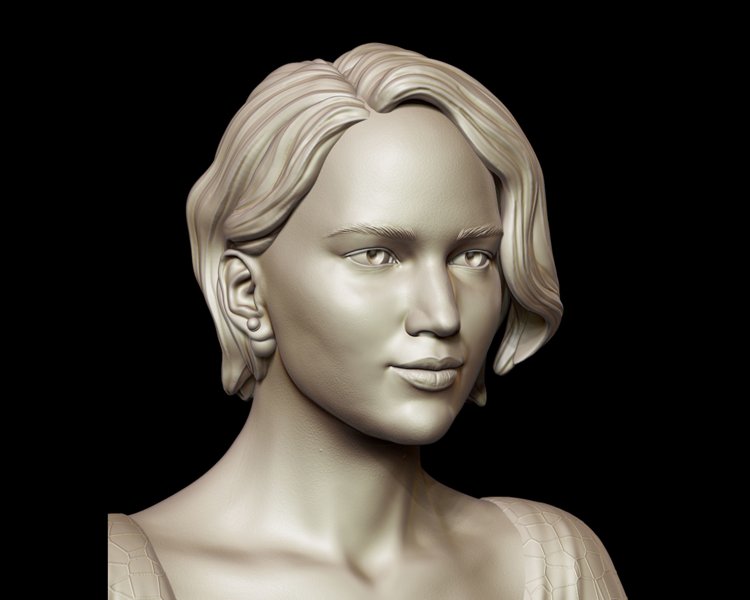 Jennifer Lawrence portrait sculpture 3D model 3D printable | CGTrader