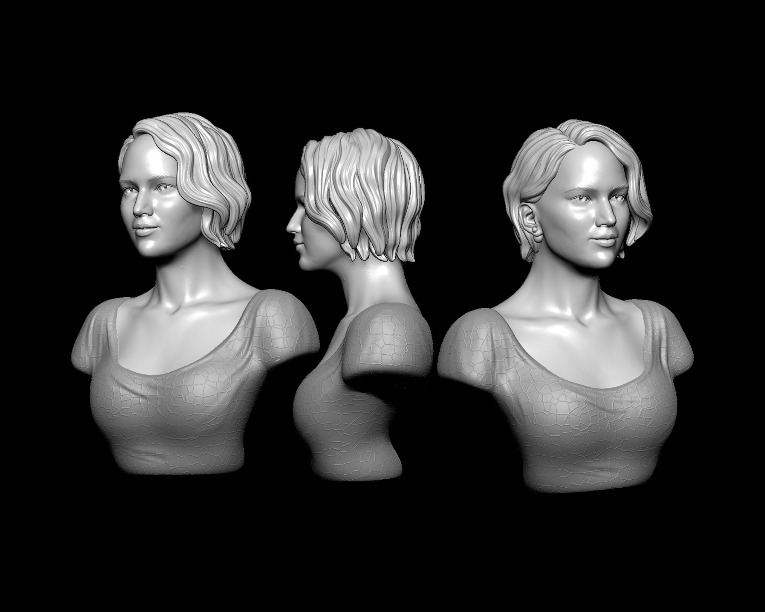 Jennifer Lawrence portrait sculpture 3D model 3D printable | CGTrader