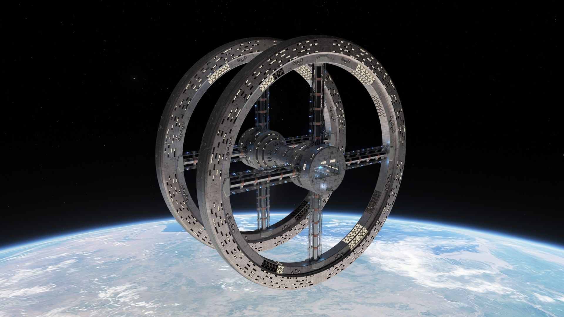 Artificial Gravity Mega Space Station 3D model | CGTrader