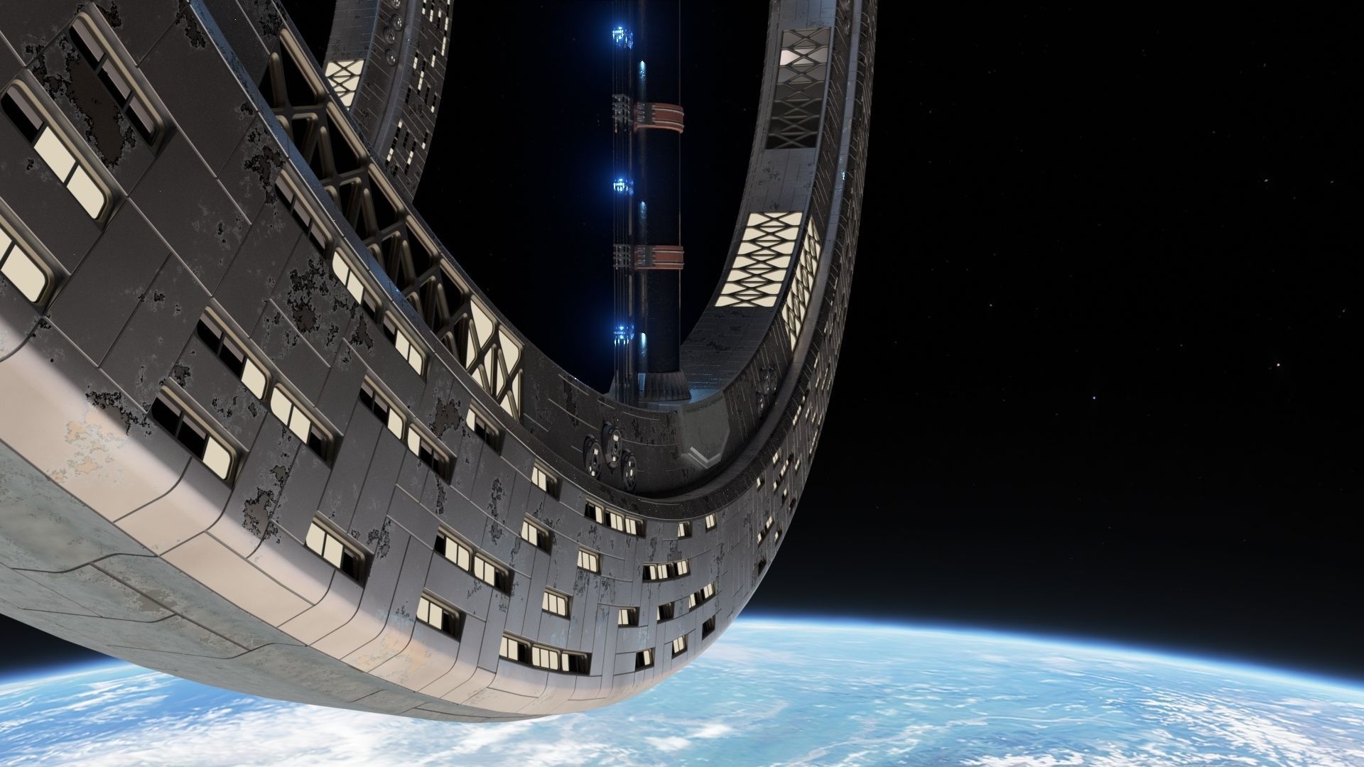 Artificial Gravity Mega Space Station 3D model | CGTrader