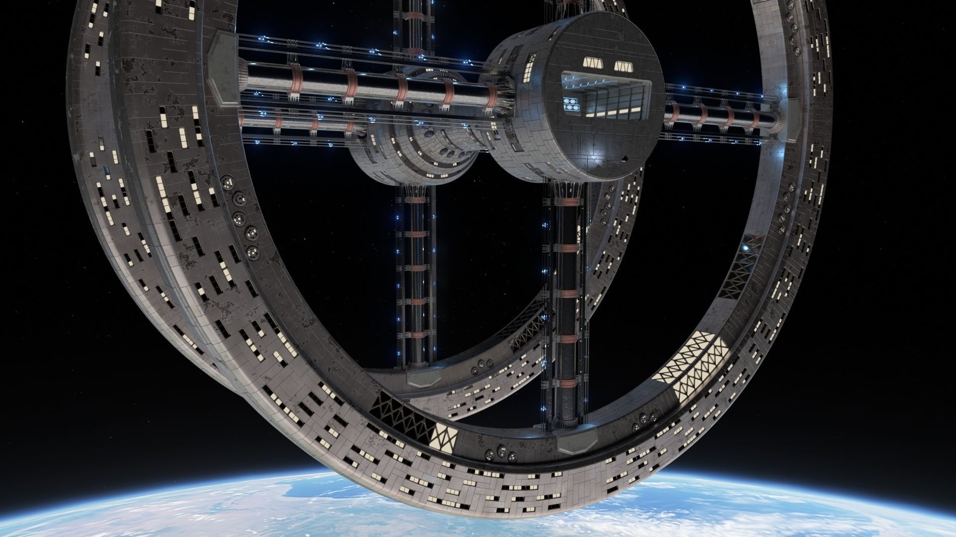 Artificial Gravity Mega Space Station 3D model | CGTrader