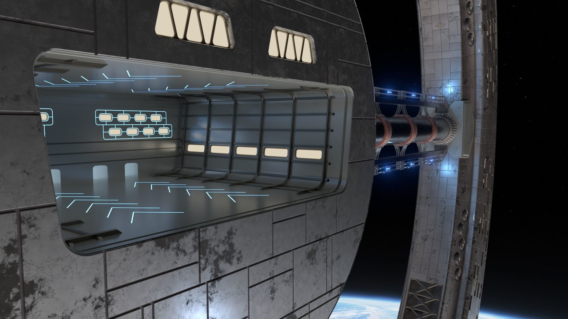 Artificial Gravity Mega Space Station 3D model | CGTrader