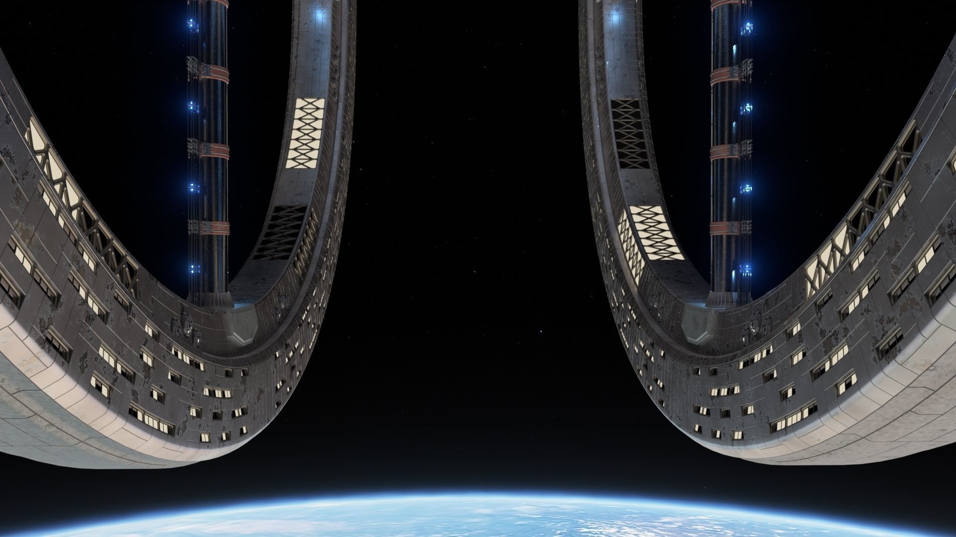 Artificial Gravity Mega Space Station 3D model | CGTrader