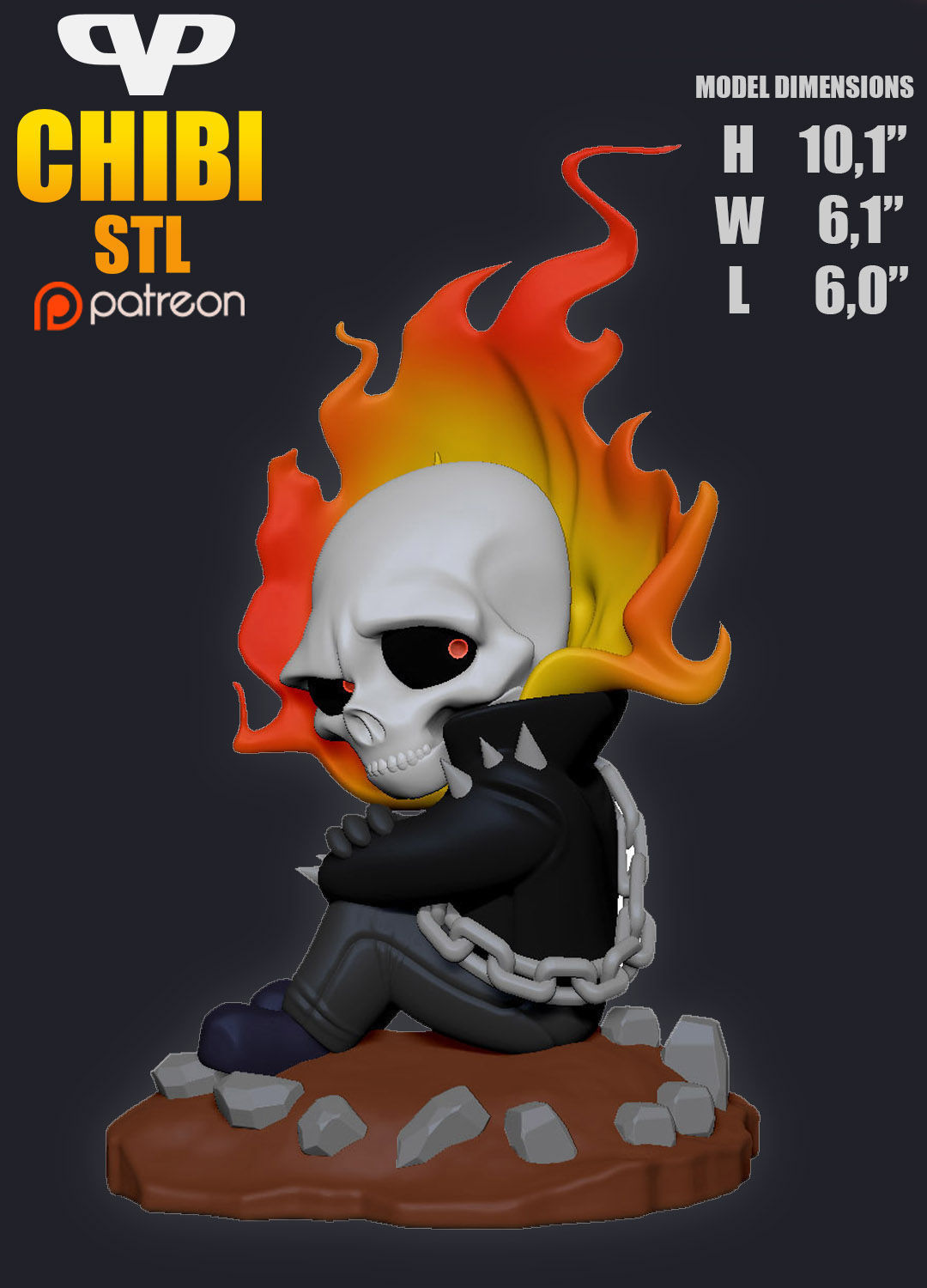 Ghost Rider and Deapool Chibi for 3D Printing STL 3D model 3D printable ...
