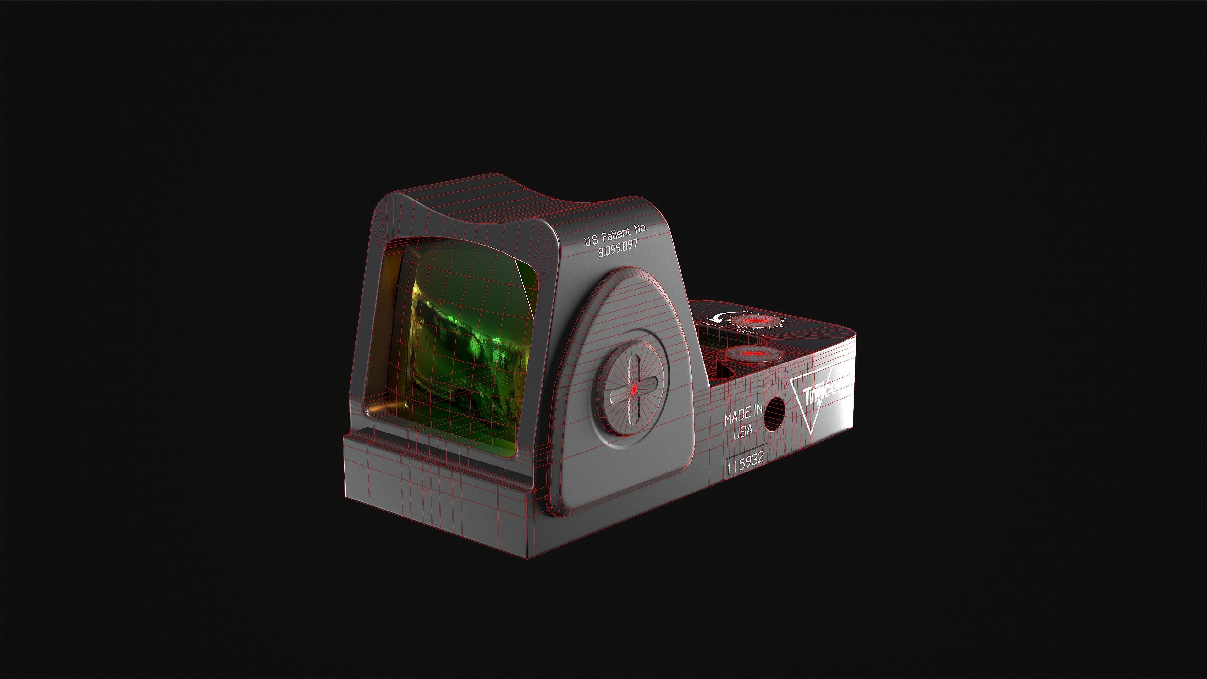 3D model Trijicon Reflex Sight PBR Game Ready VR / AR / low-poly | CGTrader