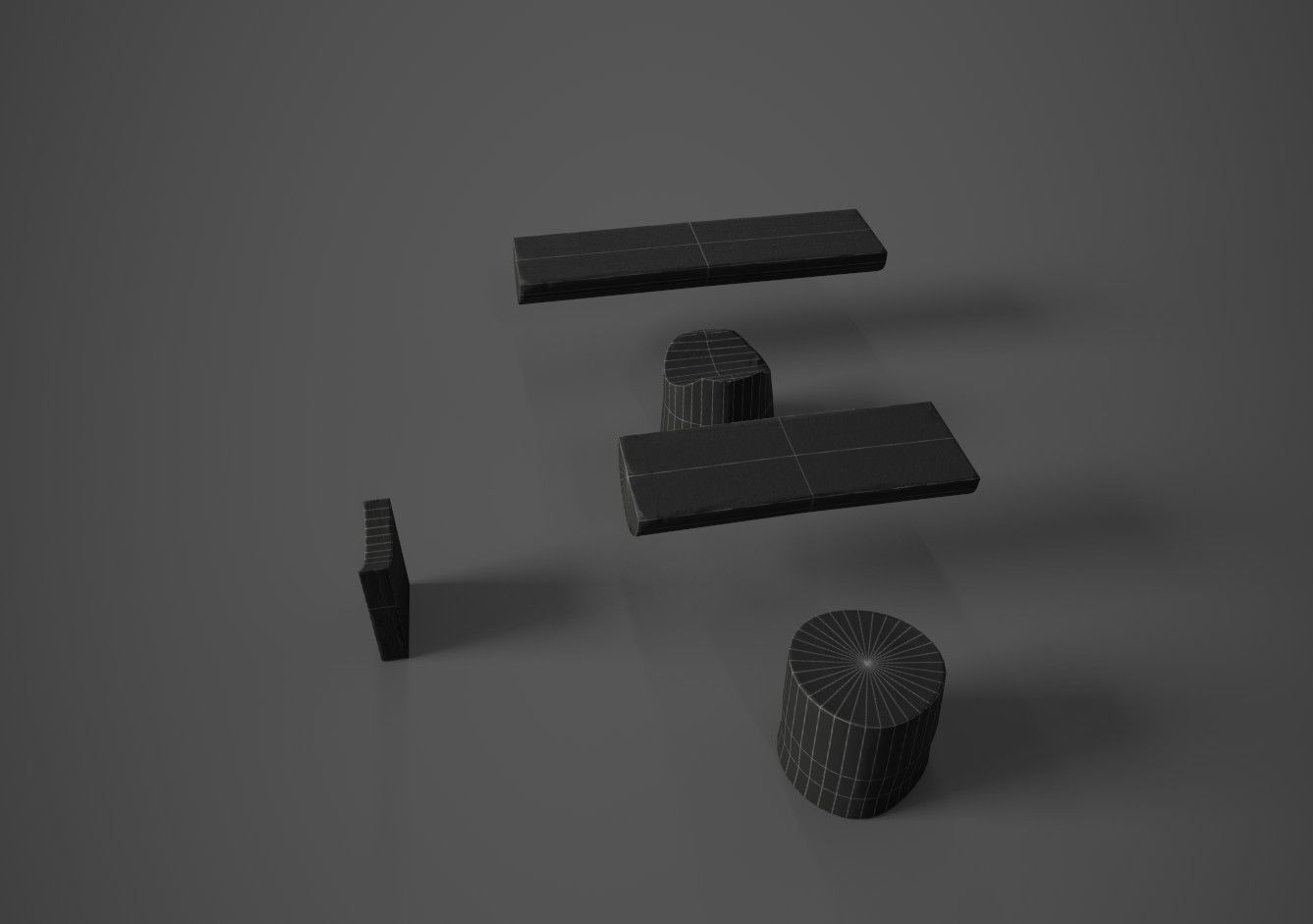 3D model Ancient Log Benches VR / AR / low-poly | CGTrader