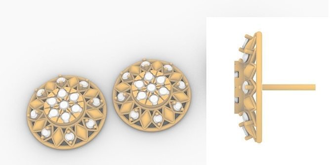 Circular Diamond Earring 3D model 3D printable | CGTrader