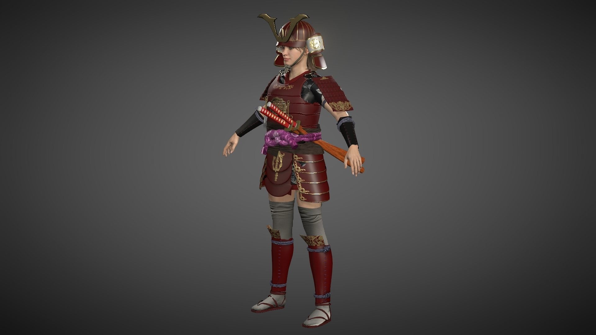 3D model Samurai girl soldier VR / AR / low-poly | CGTrader