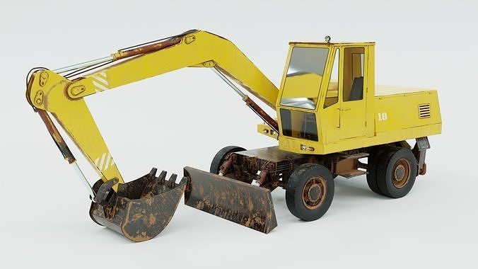 3D model Soviet and post soviet Russian EO-3323 excavator game ready VR ...