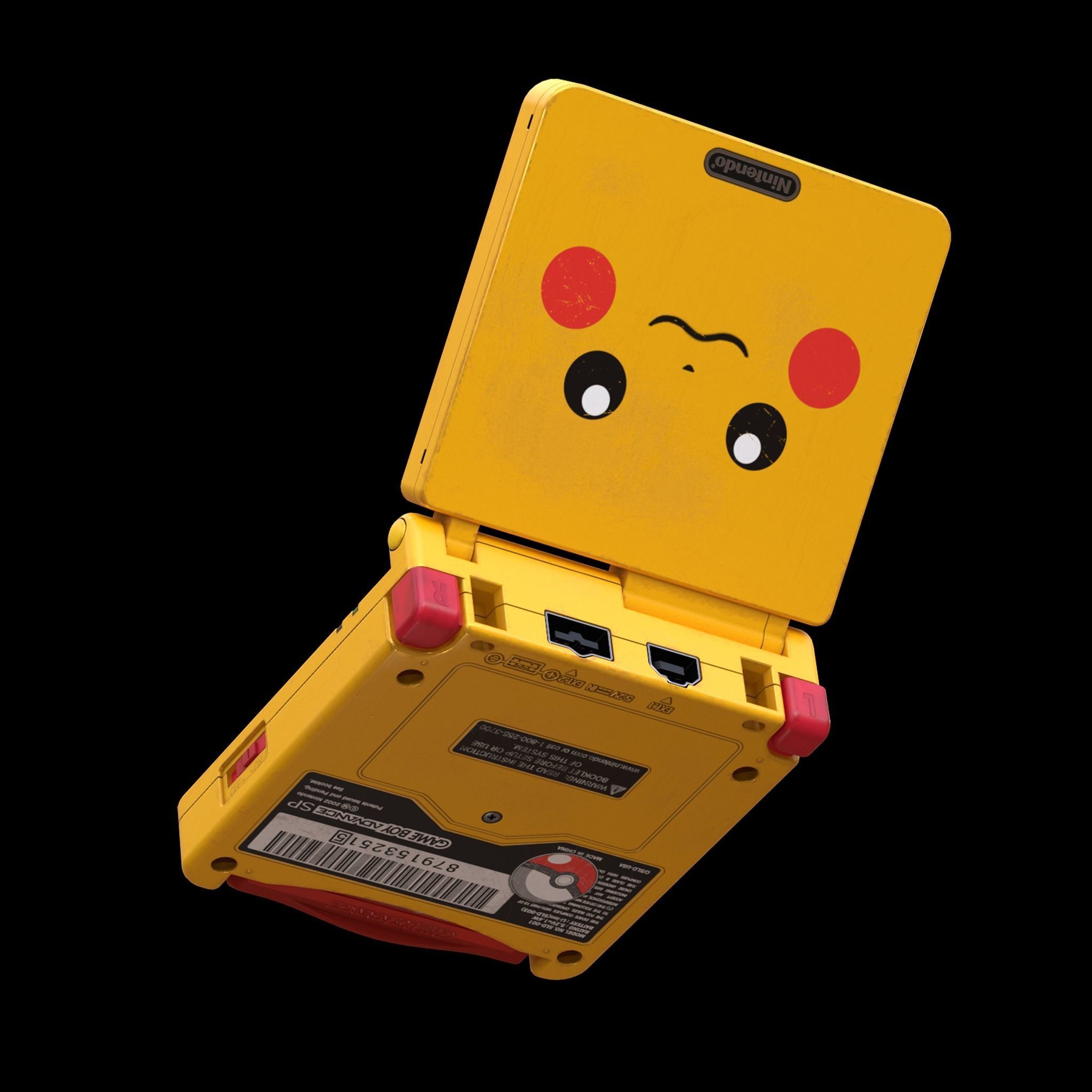 3D model Gameboy Advance SP Pikachu VR / AR / low-poly | CGTrader
