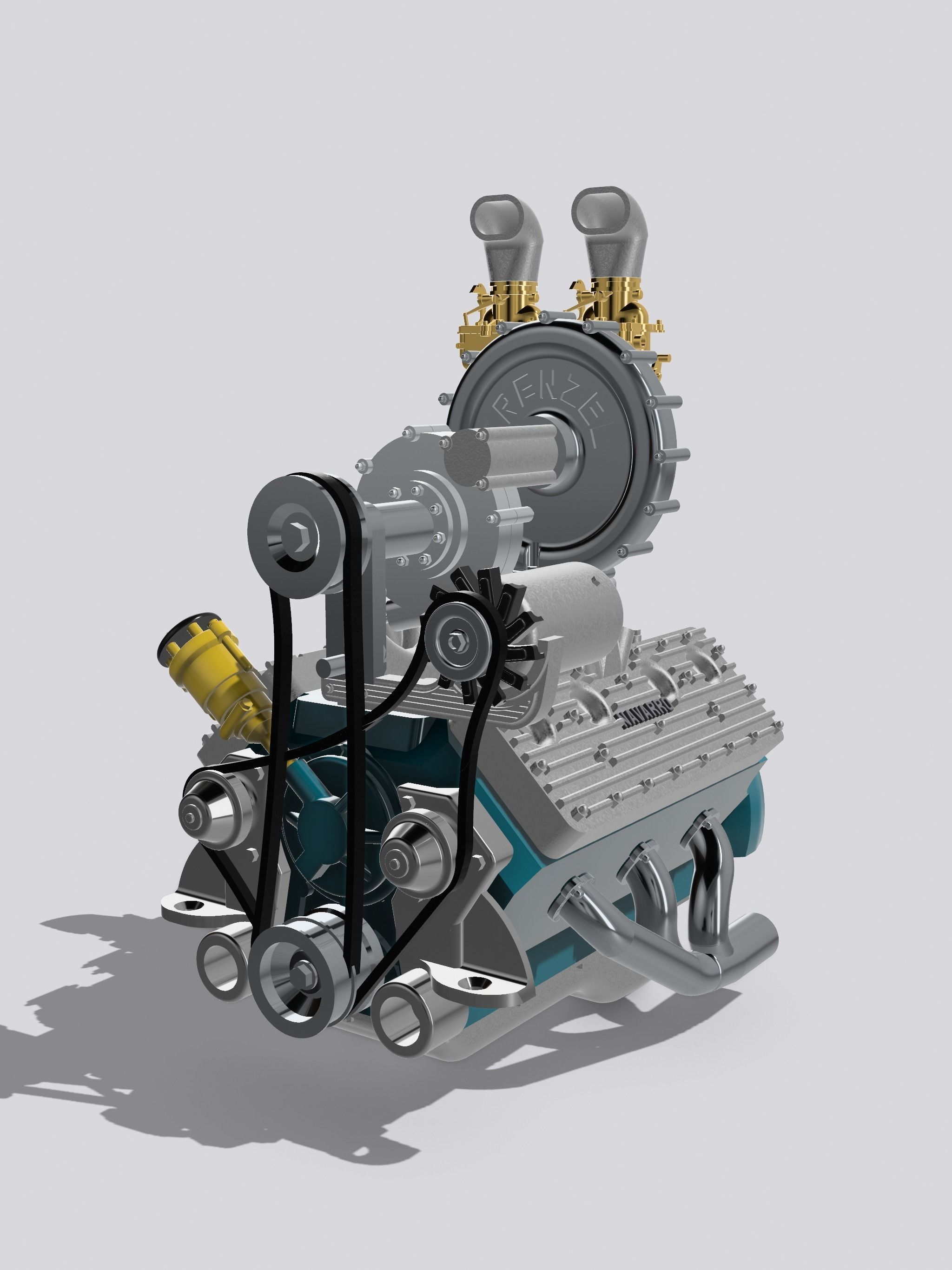 HOTROD Flathead engine 3 versions Frenzel Supercharged set 3D model 3D ...