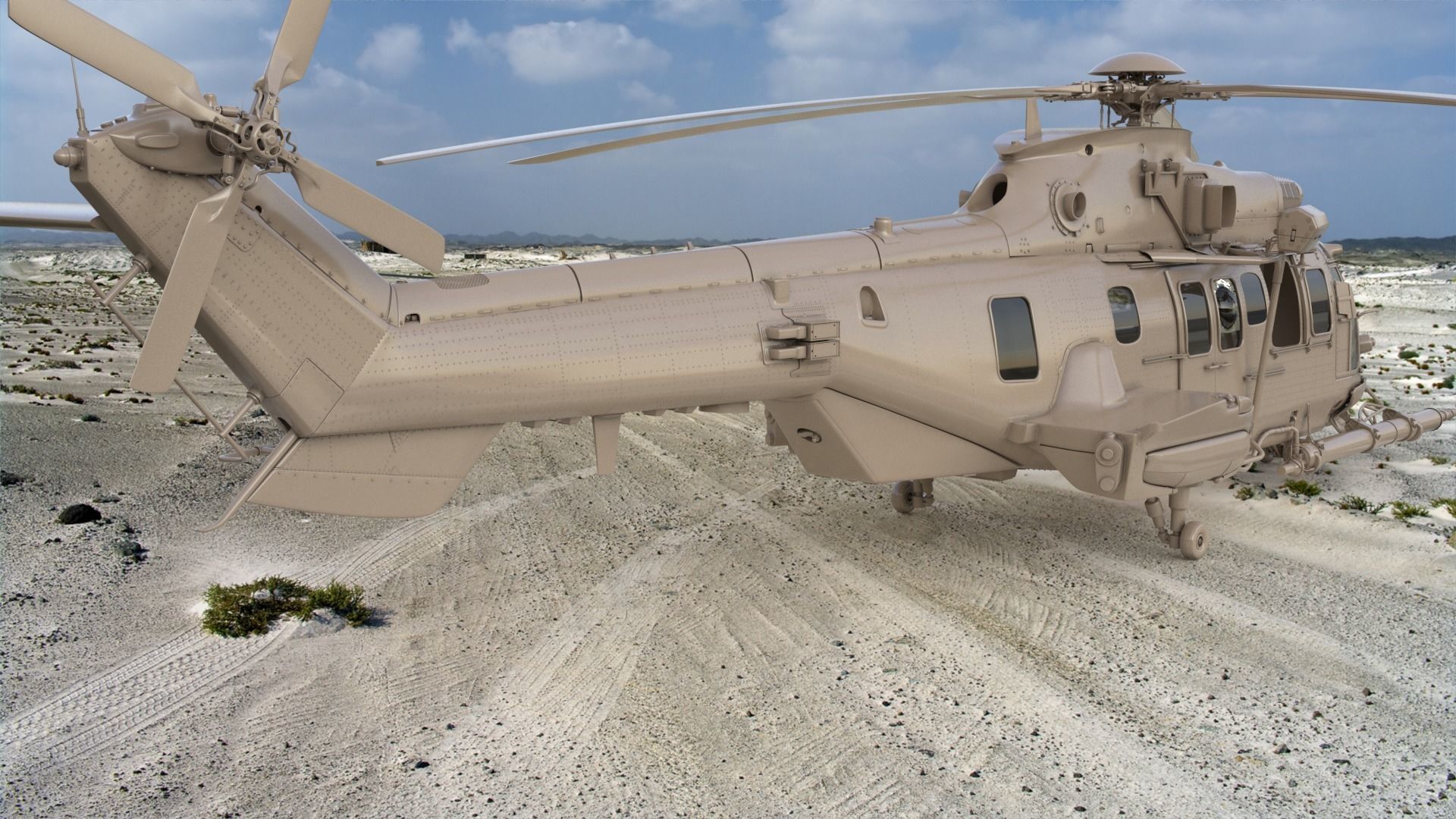 Eurocopter EC 725 Clay High Detail 3ds max Vray 3D model animated ...