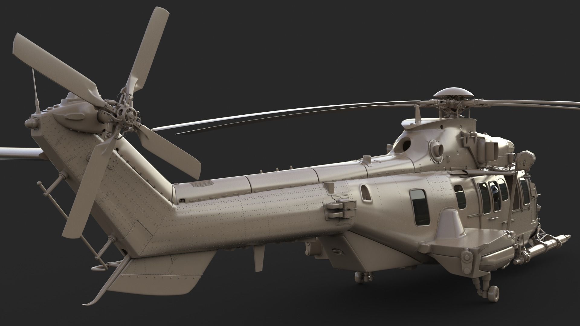 Eurocopter EC 725 Clay High Detail 3ds max Vray 3D model animated ...