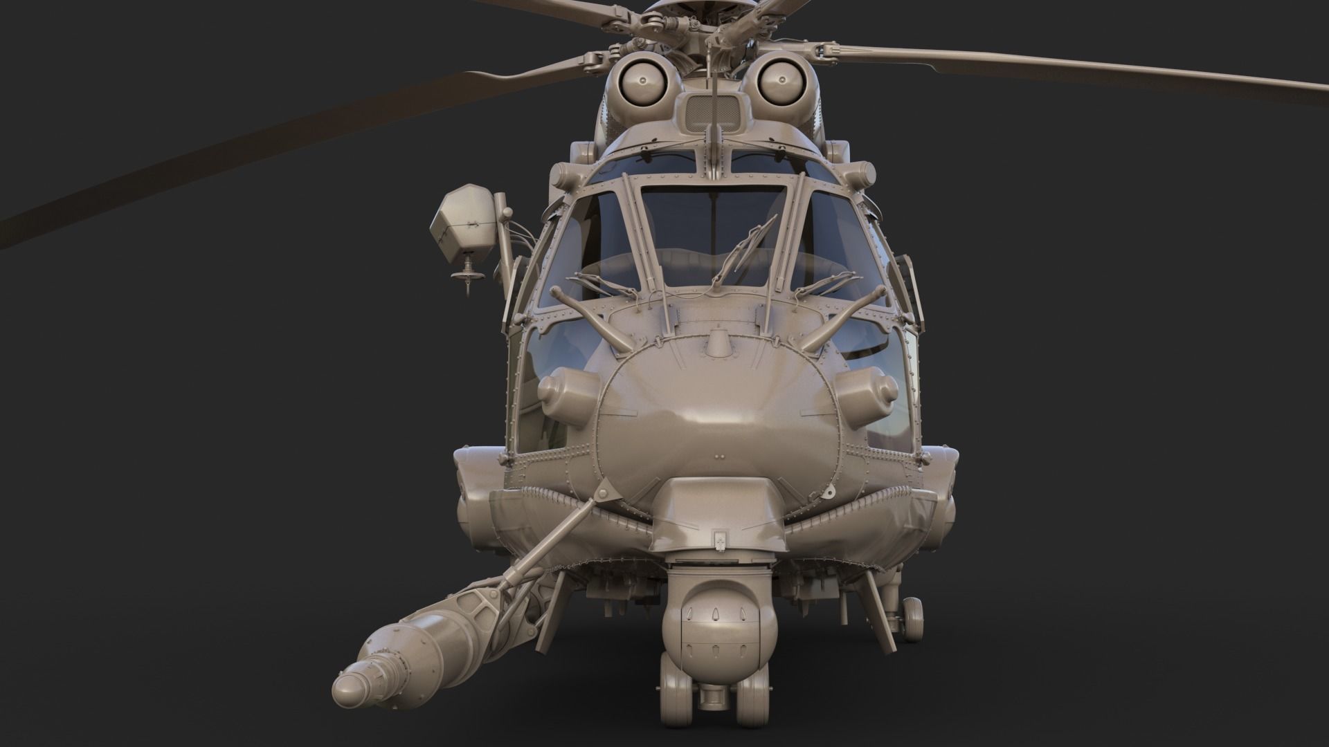 Eurocopter EC 725 Clay High Detail 3ds max Vray 3D model animated ...