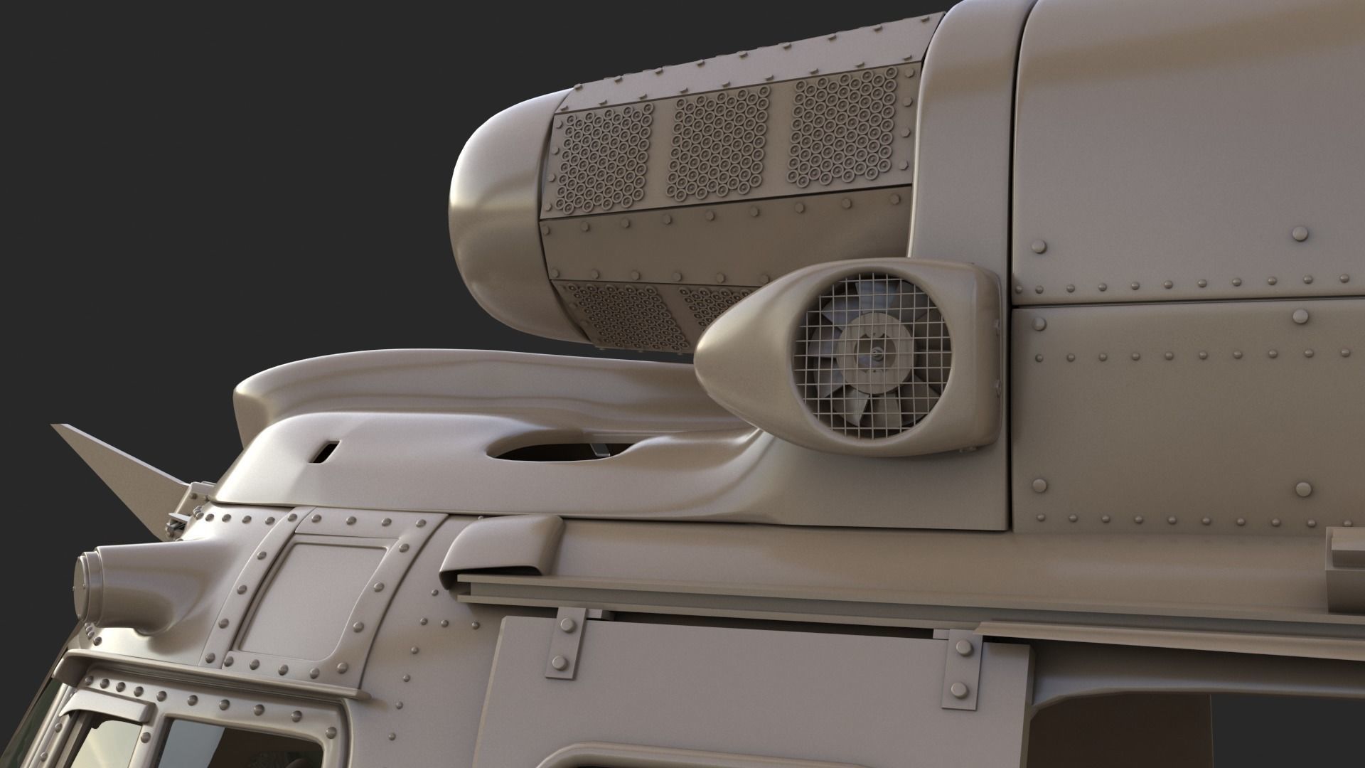 Eurocopter EC 725 Clay High Detail 3ds max Vray 3D model animated ...