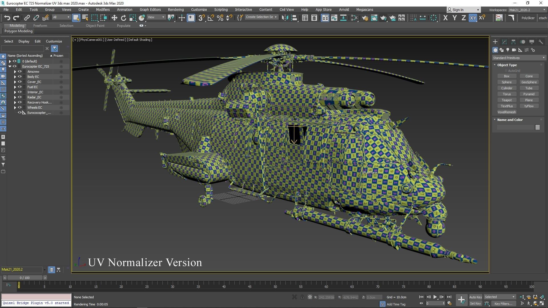 Eurocopter EC 725 Clay High Detail 3ds max Vray 3D model animated ...