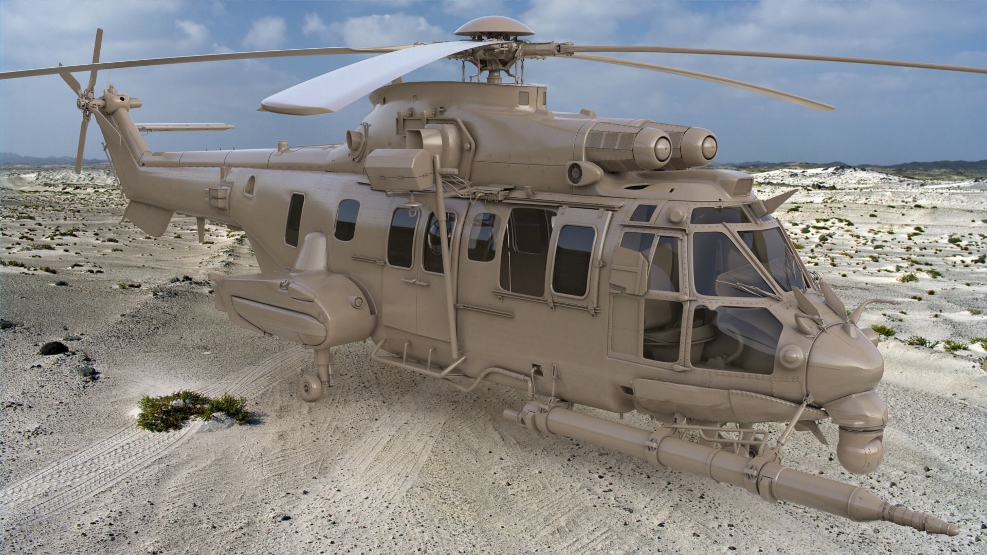 Eurocopter EC 725 Clay High Detail 3ds max Vray 3D model animated ...