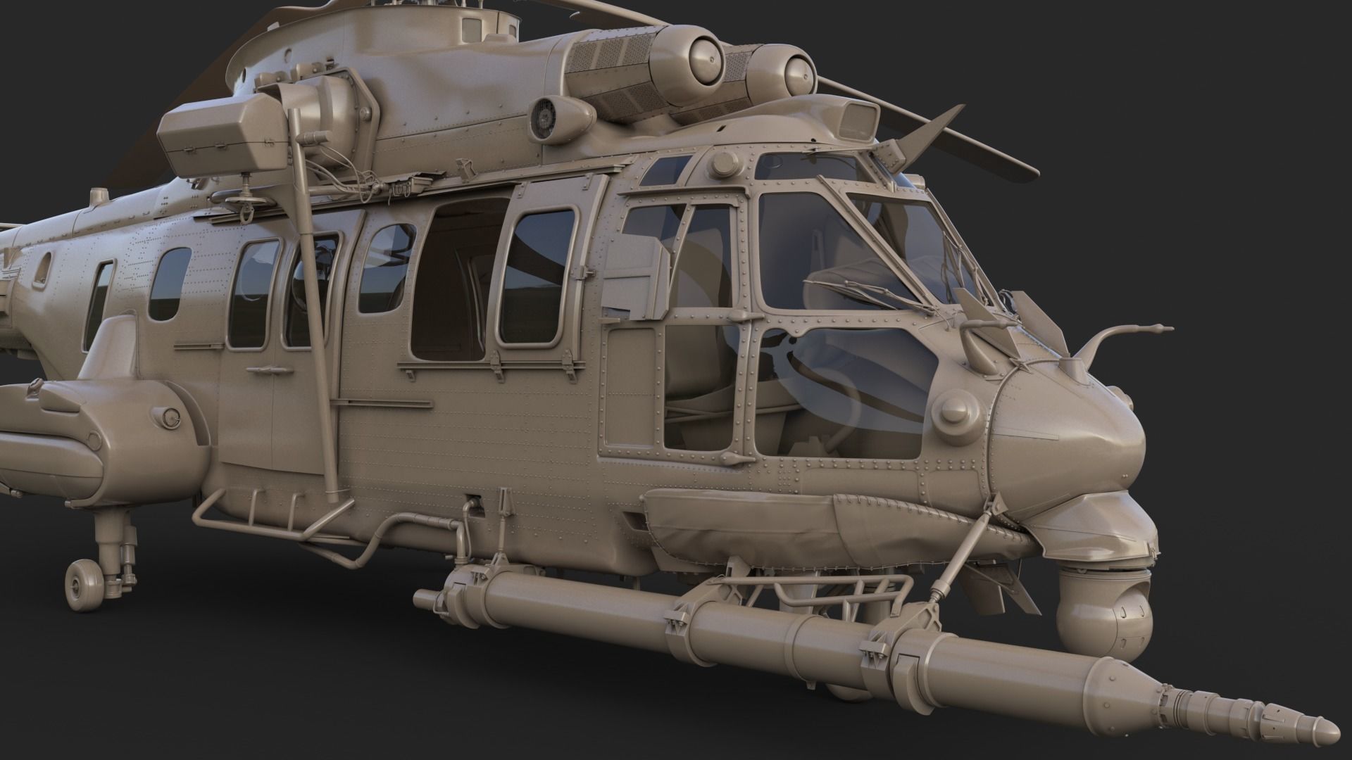 Eurocopter EC 725 Clay High Detail 3ds max Vray 3D model animated ...