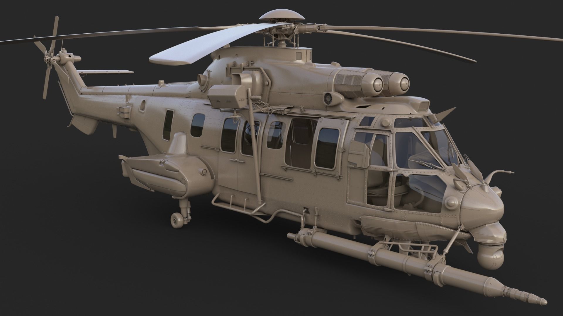 Eurocopter EC 725 Clay High Detail 3ds max Vray 3D model animated ...