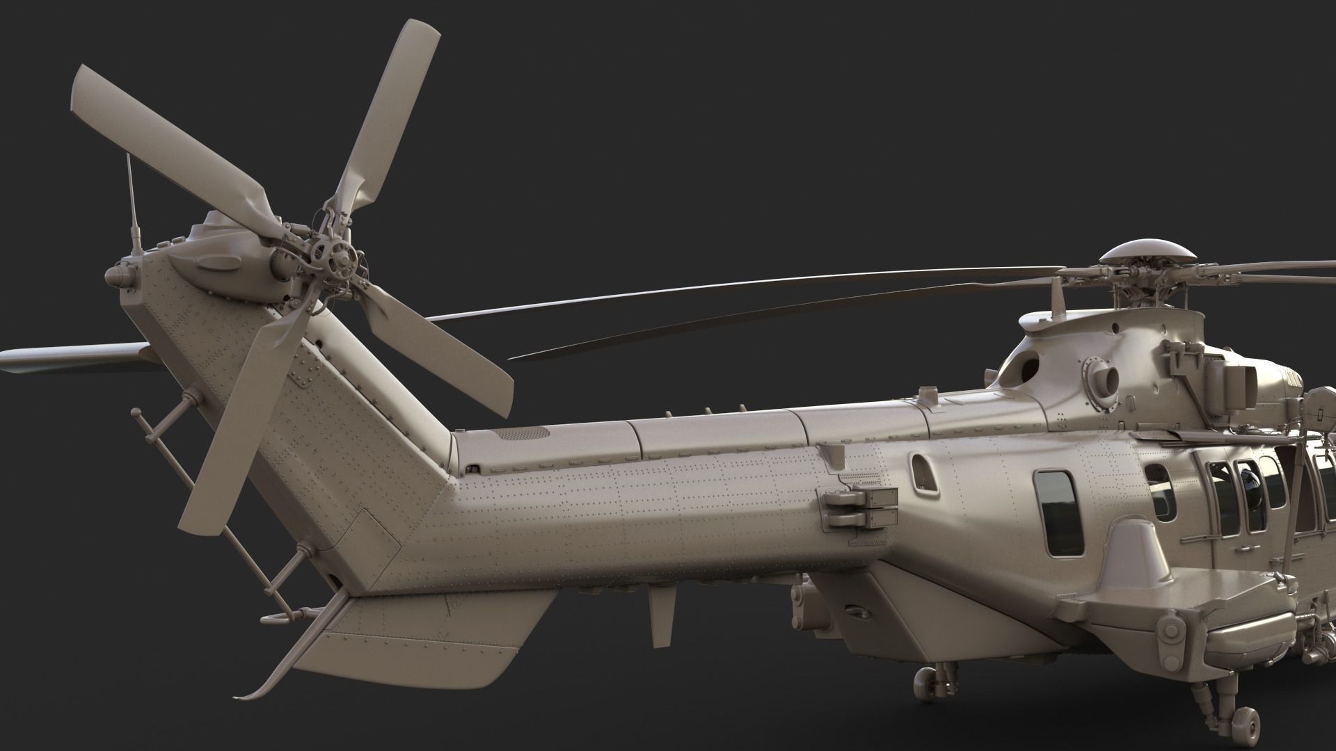 Eurocopter EC 725 Clay High Detail 3ds max Vray 3D model animated ...