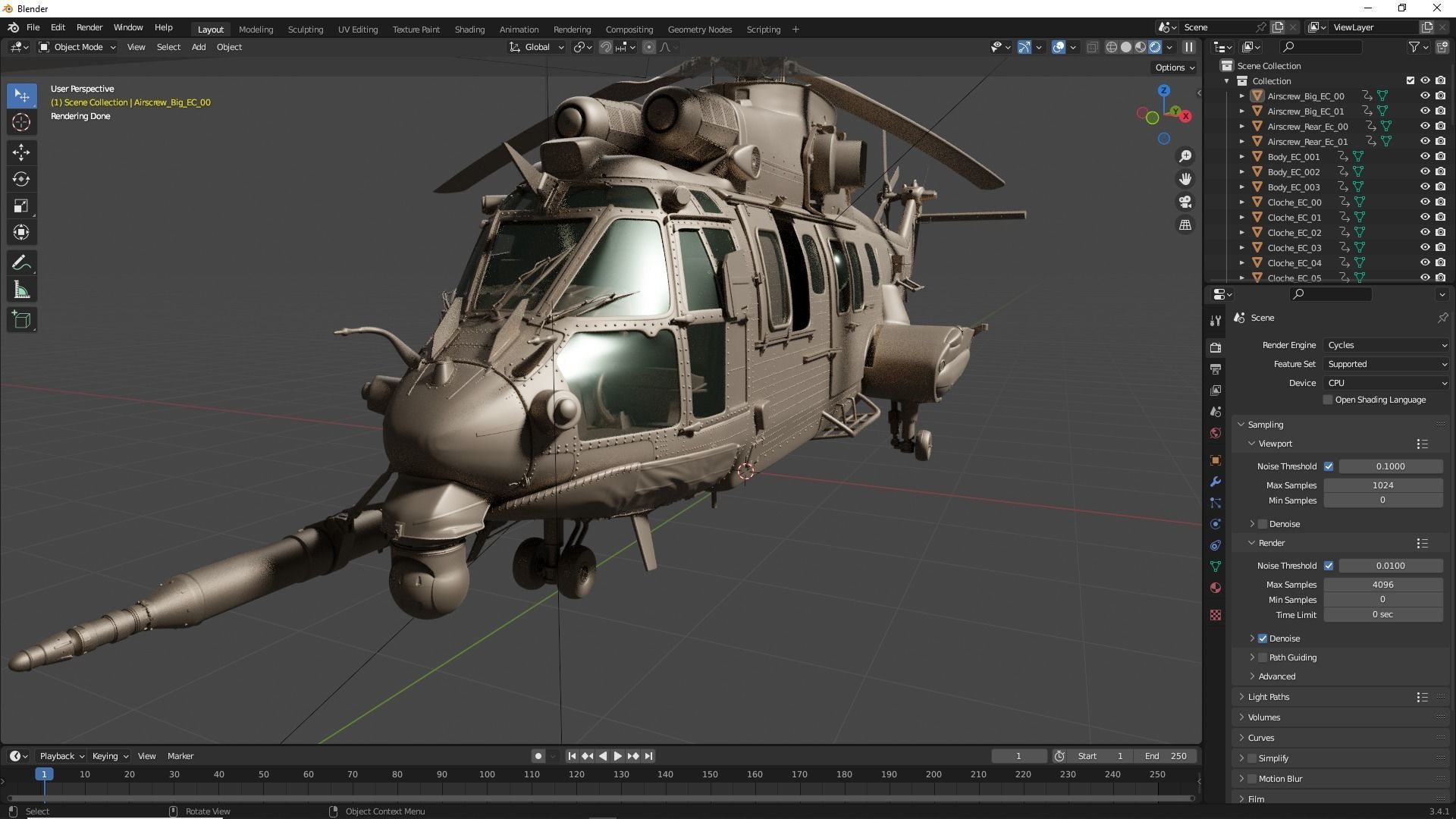 Eurocopter EC 725 Clay High Detail 3ds max Vray 3D model animated ...