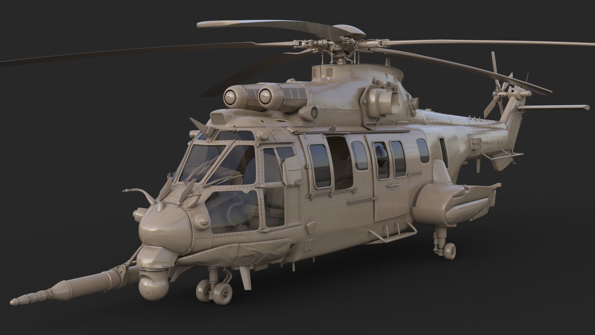 Eurocopter EC 725 Clay High Detail 3ds max Vray 3D model animated ...