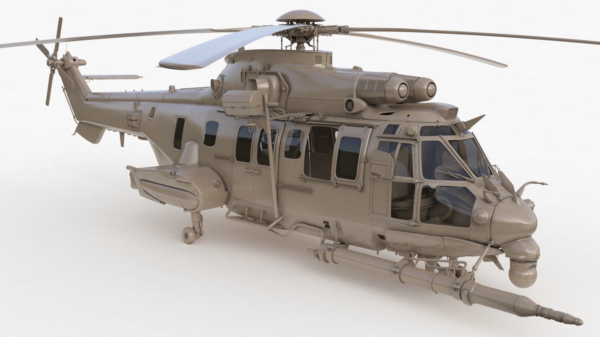 Eurocopter EC 725 Clay High Detail 3ds max Vray 3D model animated ...