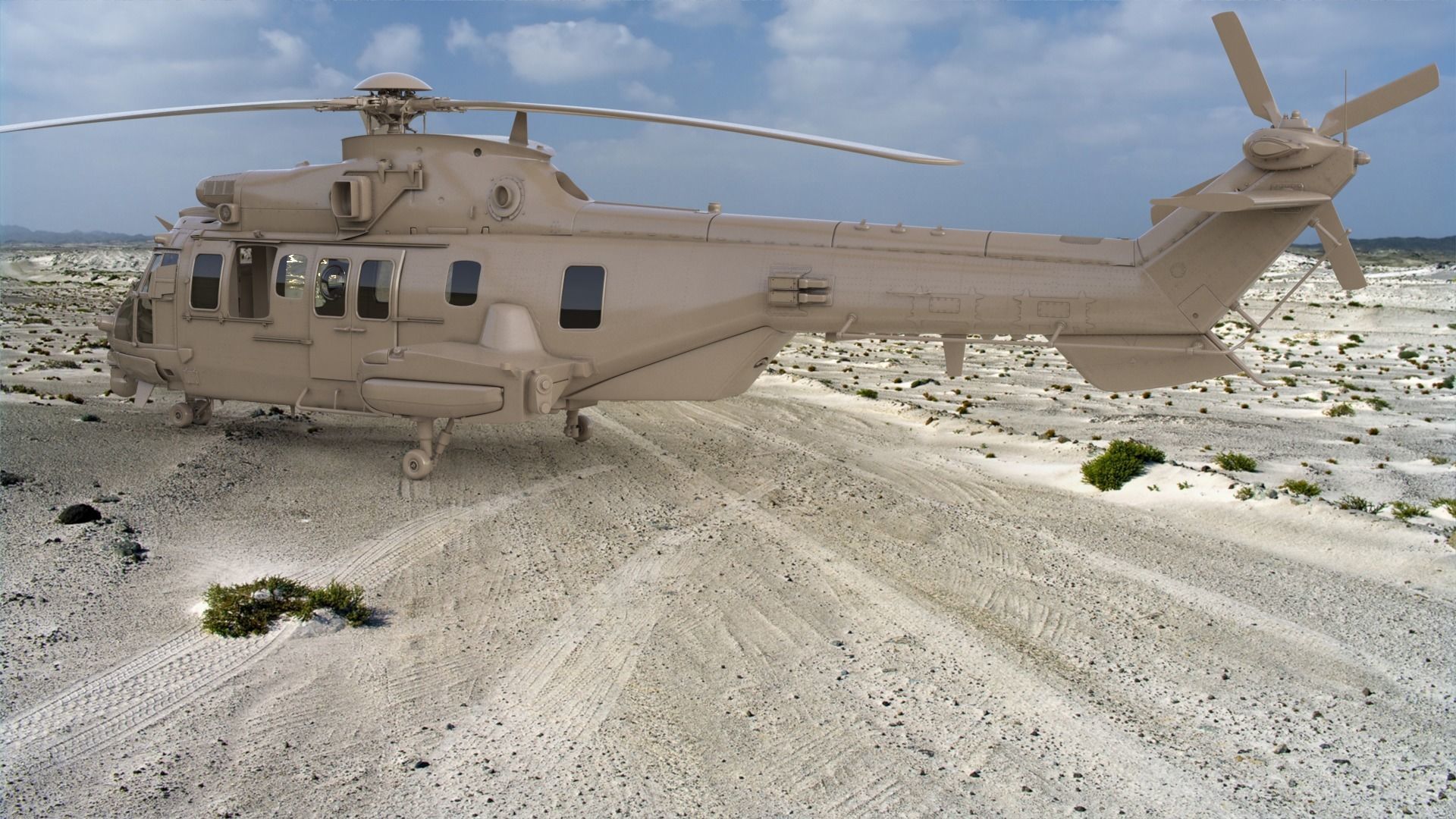 Eurocopter EC 725 Clay High Detail 3ds max Vray 3D model animated ...