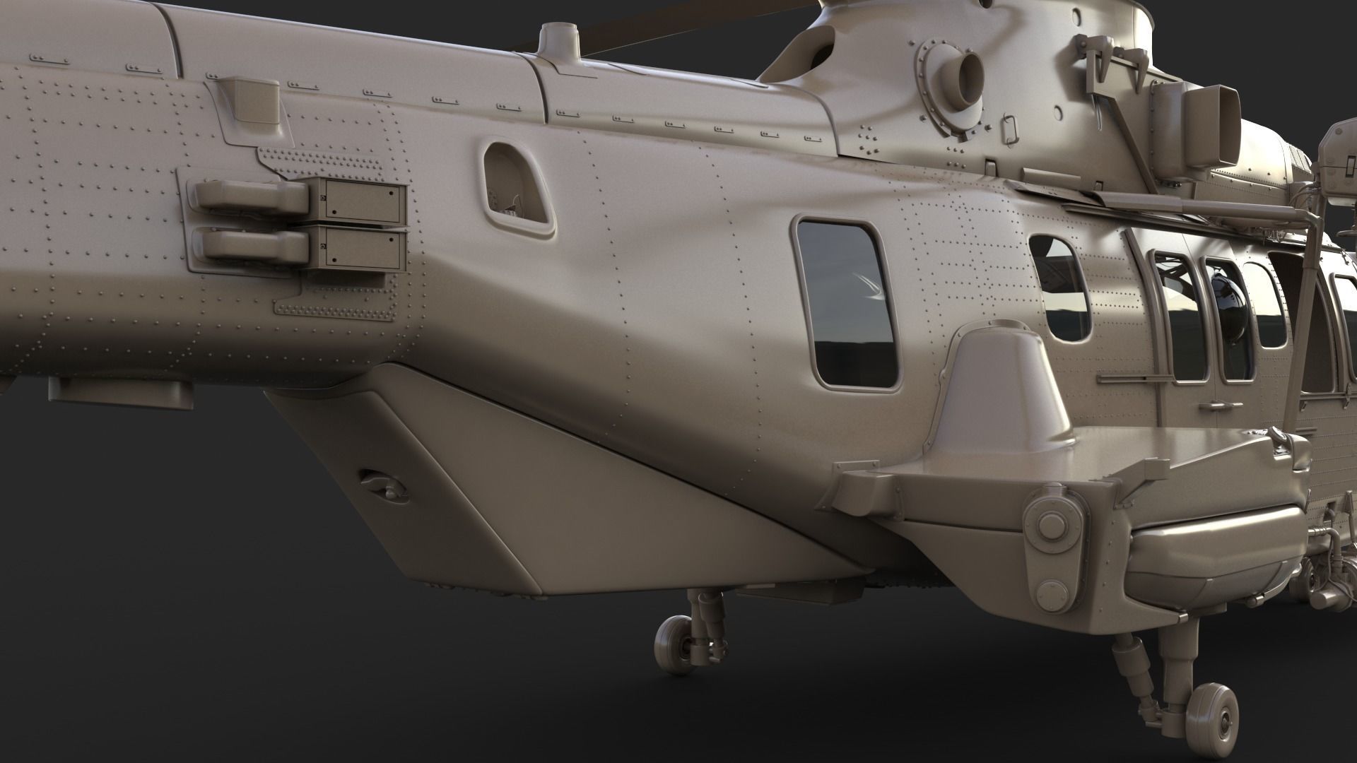 Eurocopter EC 725 Clay High Detail 3ds max Vray 3D model animated ...
