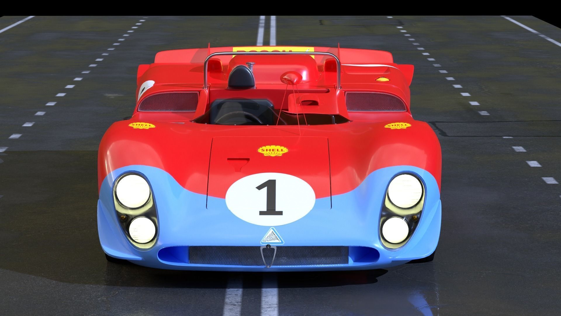 3D model Alfa Romeo T33 Short Tail Race Car Low poly Game-Ready Model ...