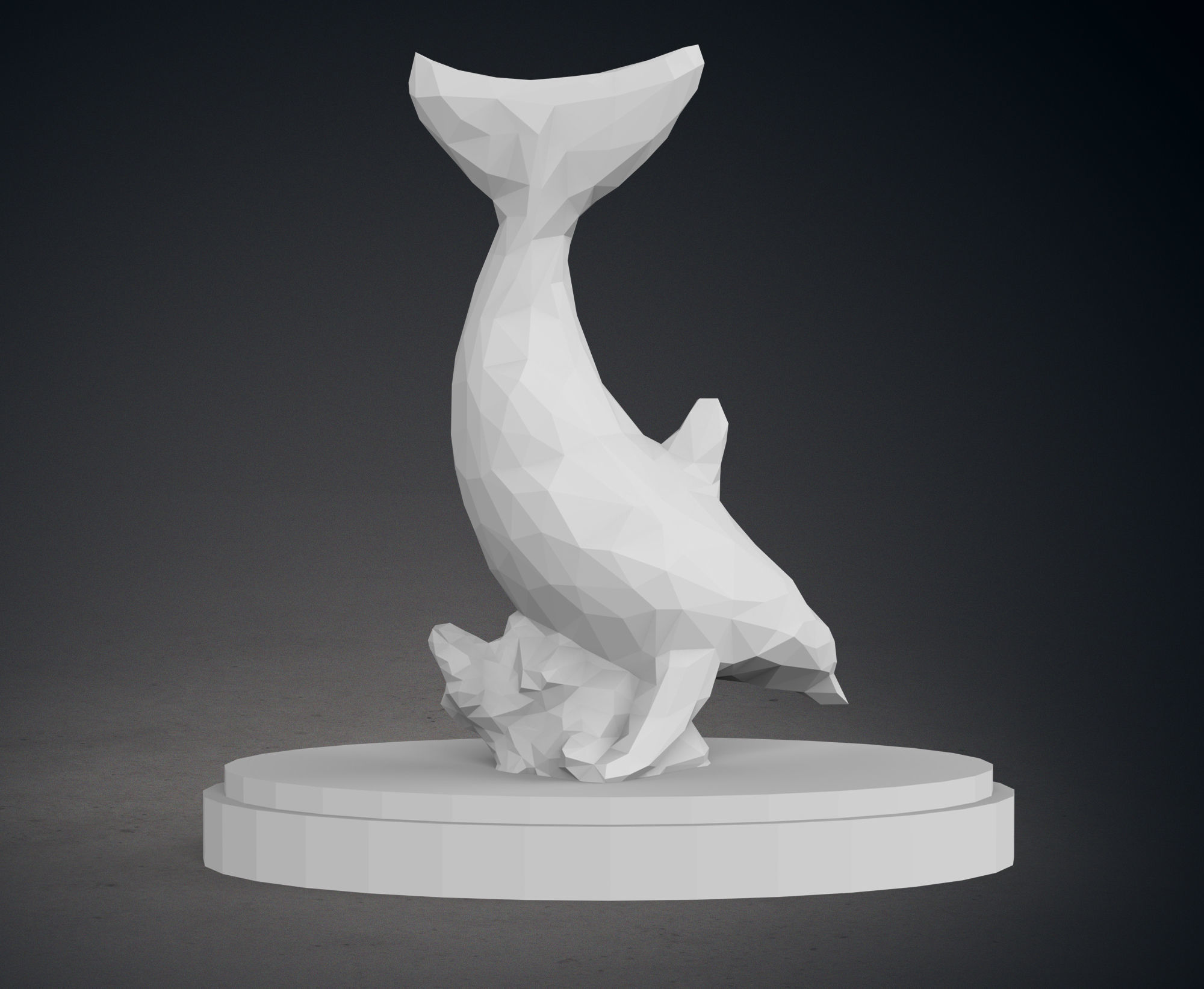 Low Poly Dolphin Statue 3D model 3D printable | CGTrader