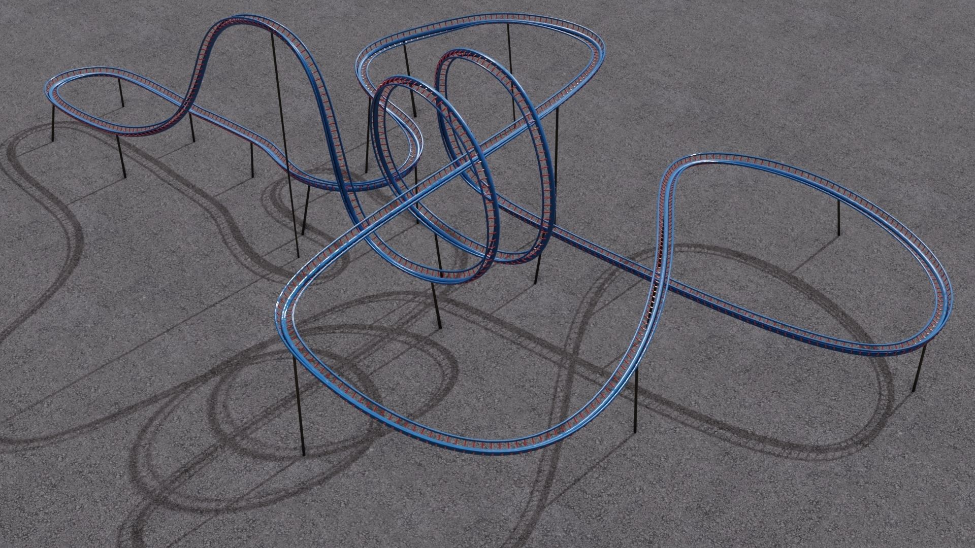 3D model Rollercoaster roller coaster at amusement park VR / AR / low ...
