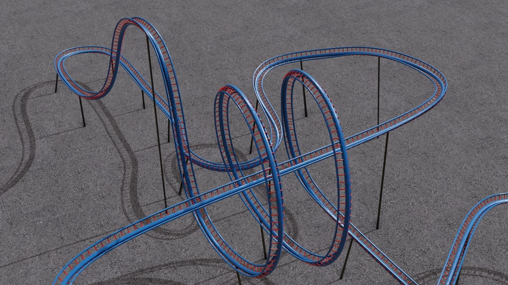 3D model Rollercoaster roller coaster at amusement park VR / AR / low ...