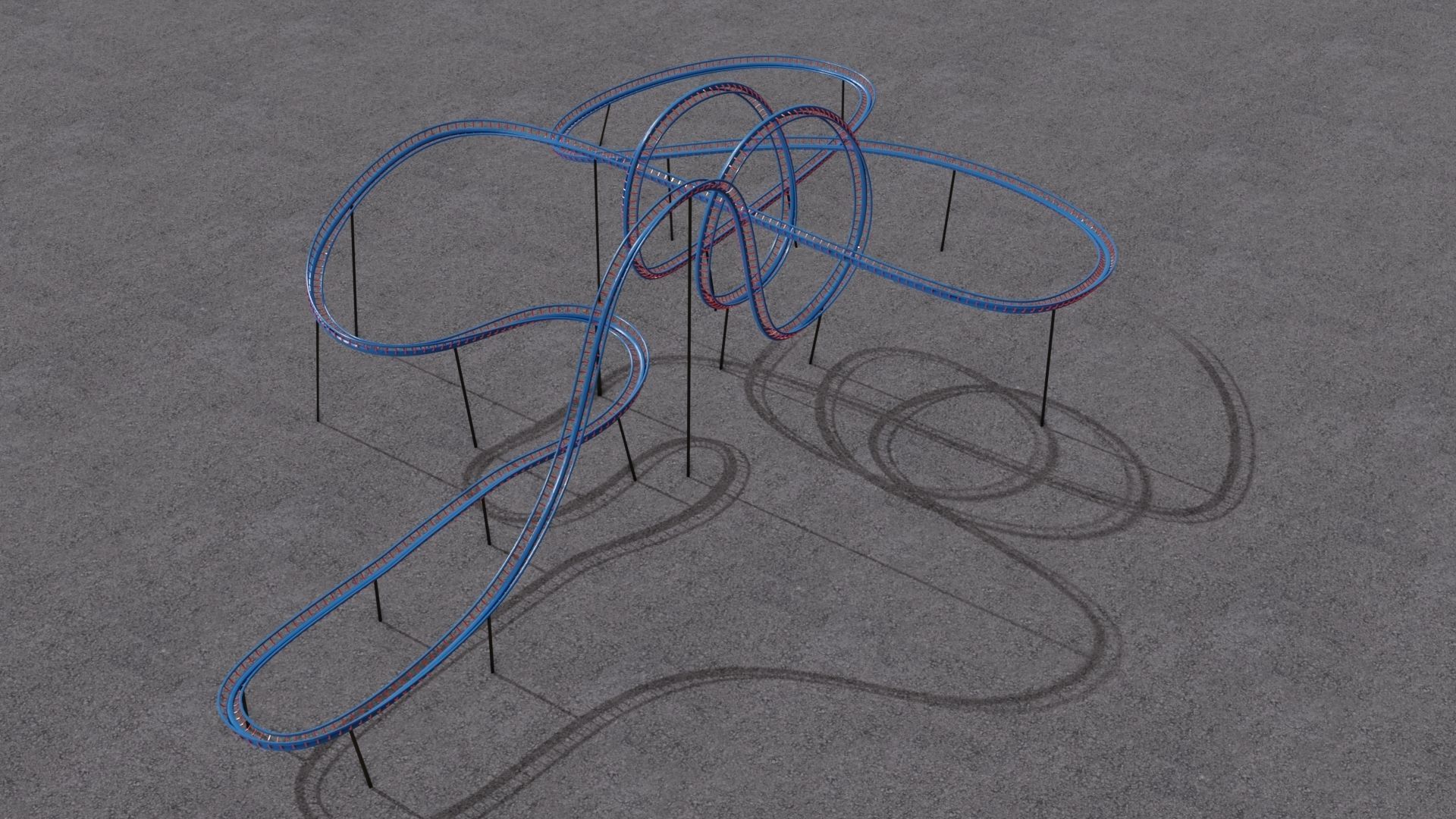 3D model Rollercoaster roller coaster at amusement park VR / AR / low ...