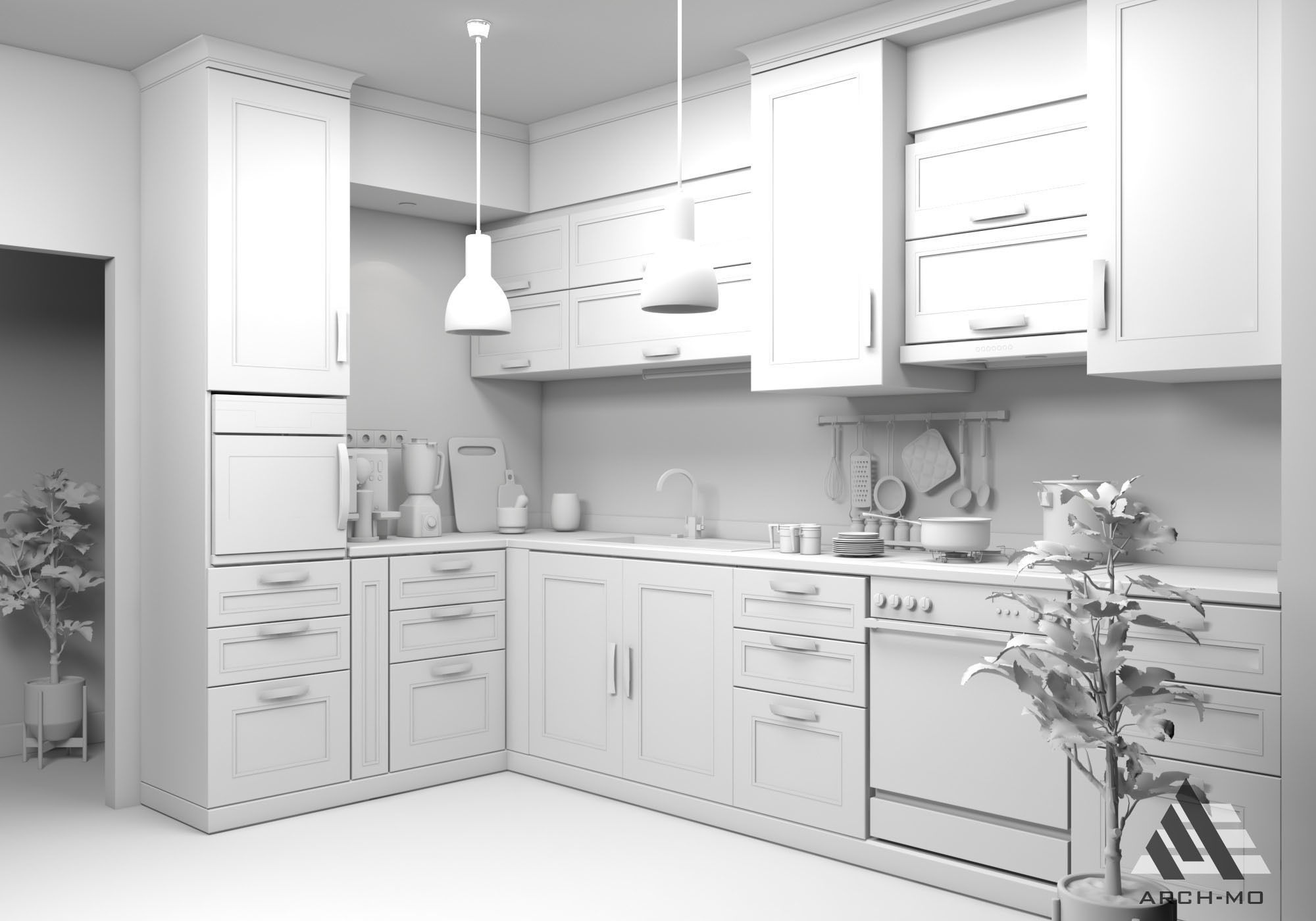 Modern Kitchen 3D model free 3D model | CGTrader