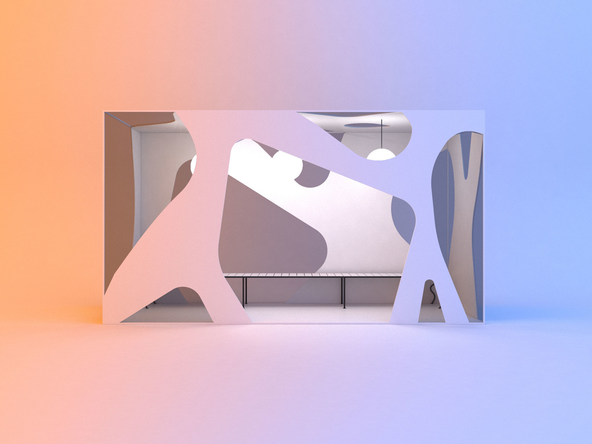 Abstract original scifi bus stop 3D model | CGTrader