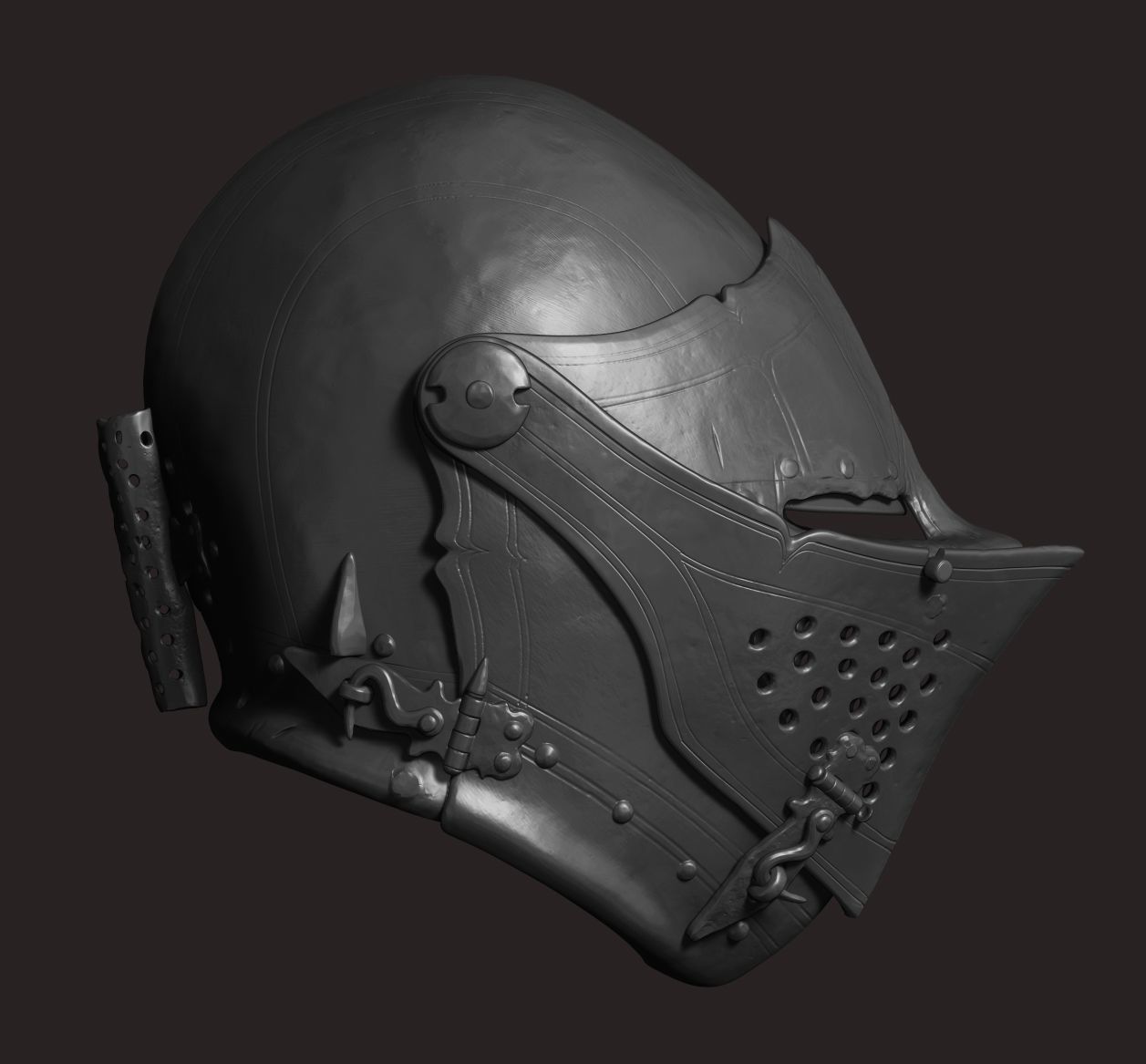 Jousting Helmet II functional 3D model 3D printable | CGTrader