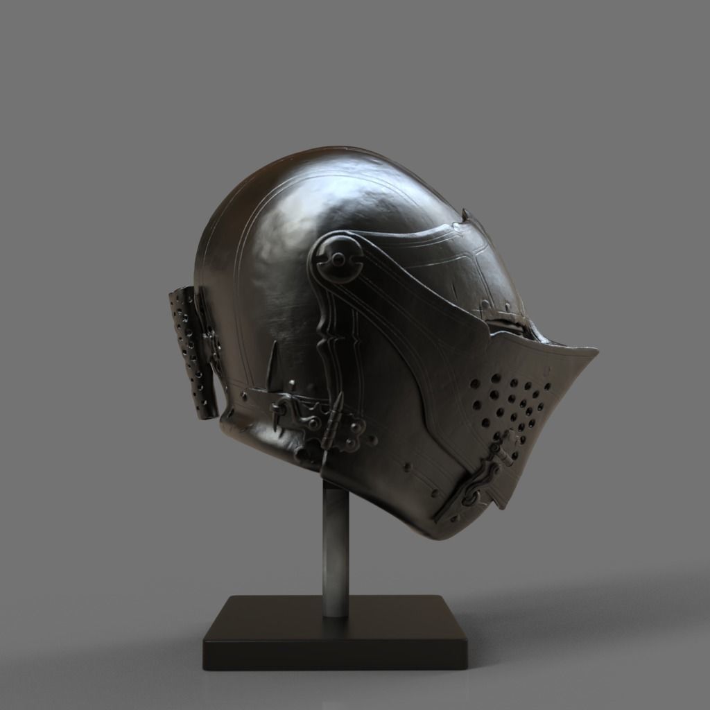 Jousting Helmet II functional 3D model 3D printable | CGTrader