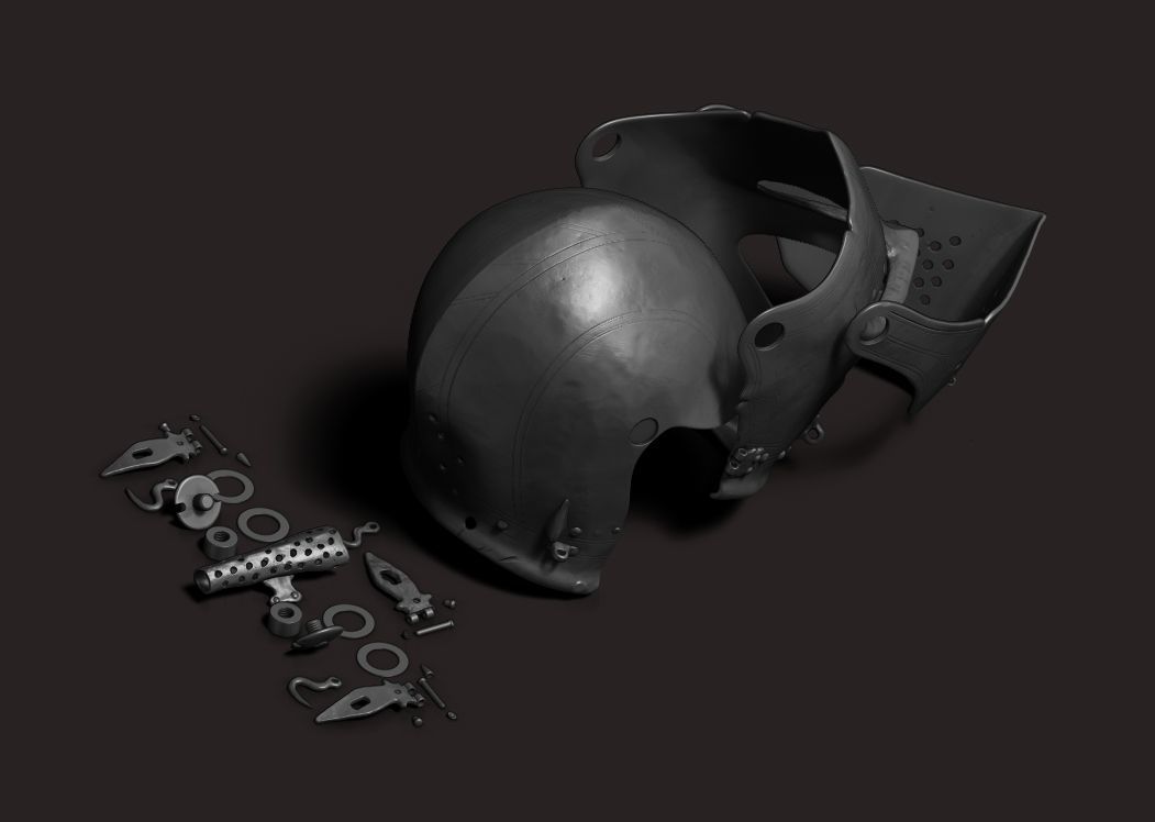Jousting Helmet II functional 3D model 3D printable | CGTrader