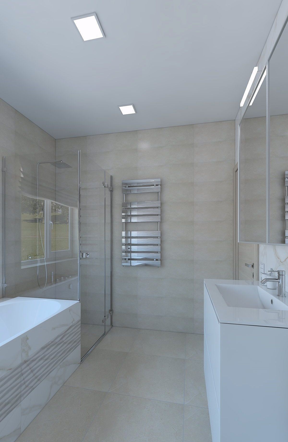 Cozy bathroom with light tiles 3D model | CGTrader