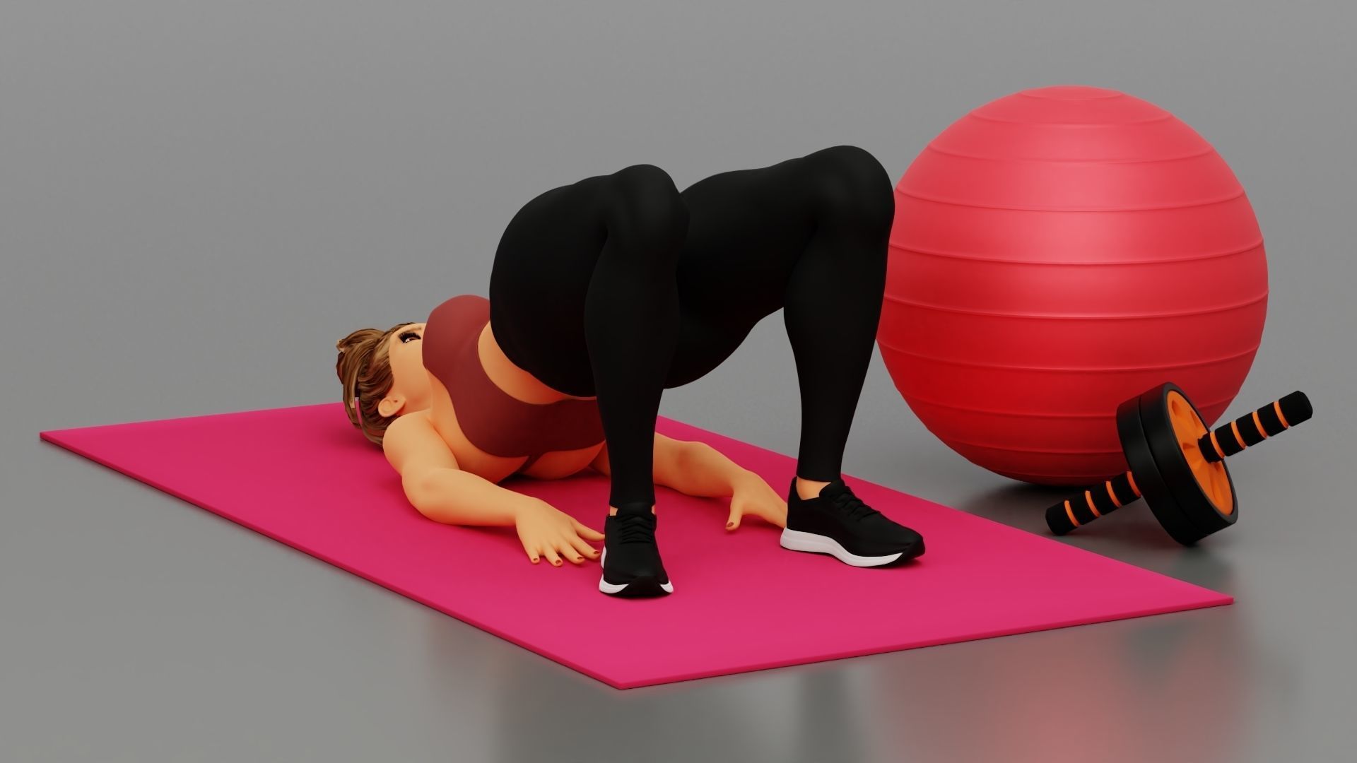 3D model Fitness woman doing half bridge pose VR / AR / low-poly | CGTrader