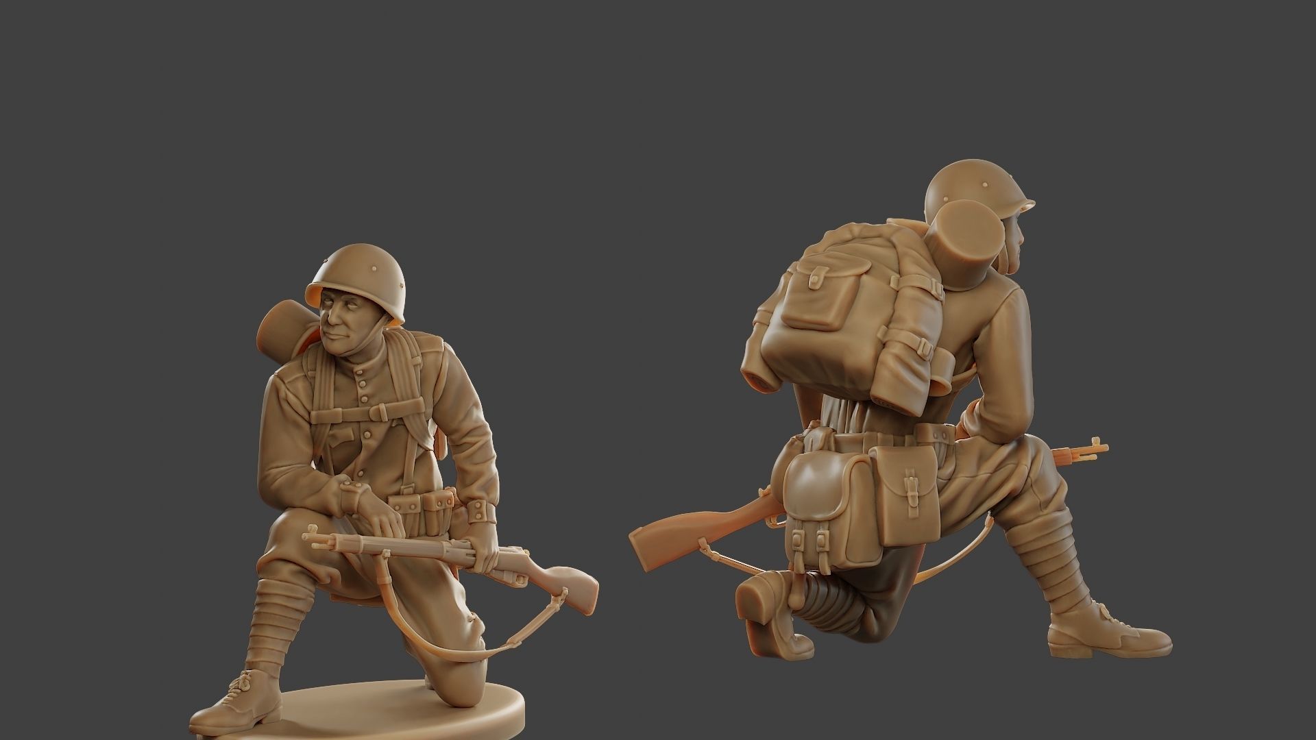 Russian soldier ww2 Crouch R1 3D model 3D printable | CGTrader