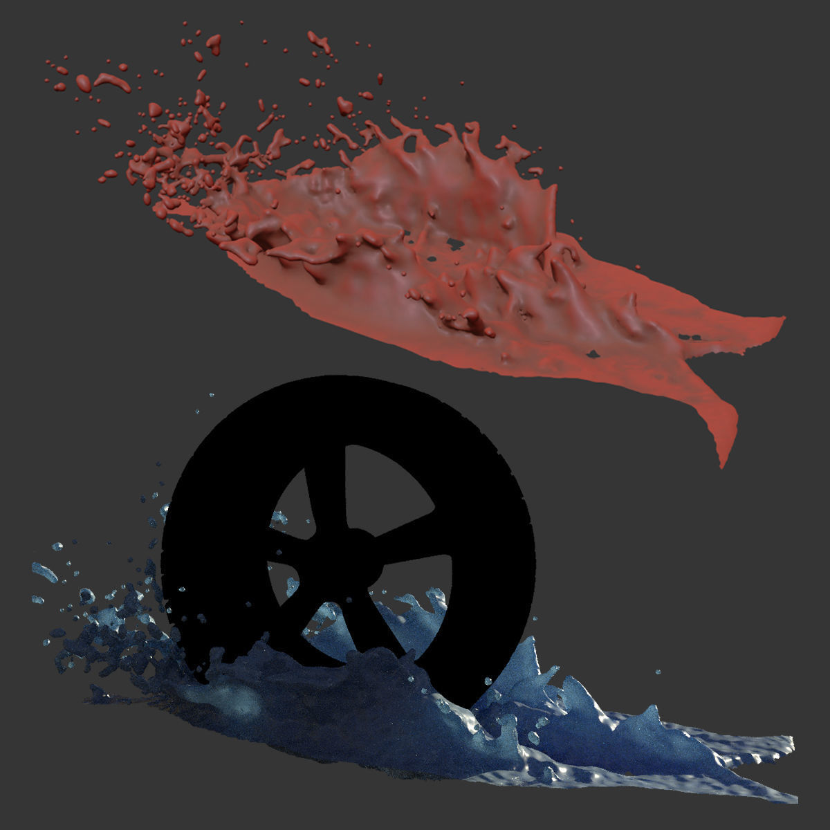car wheel water splash set 3D model | CGTrader