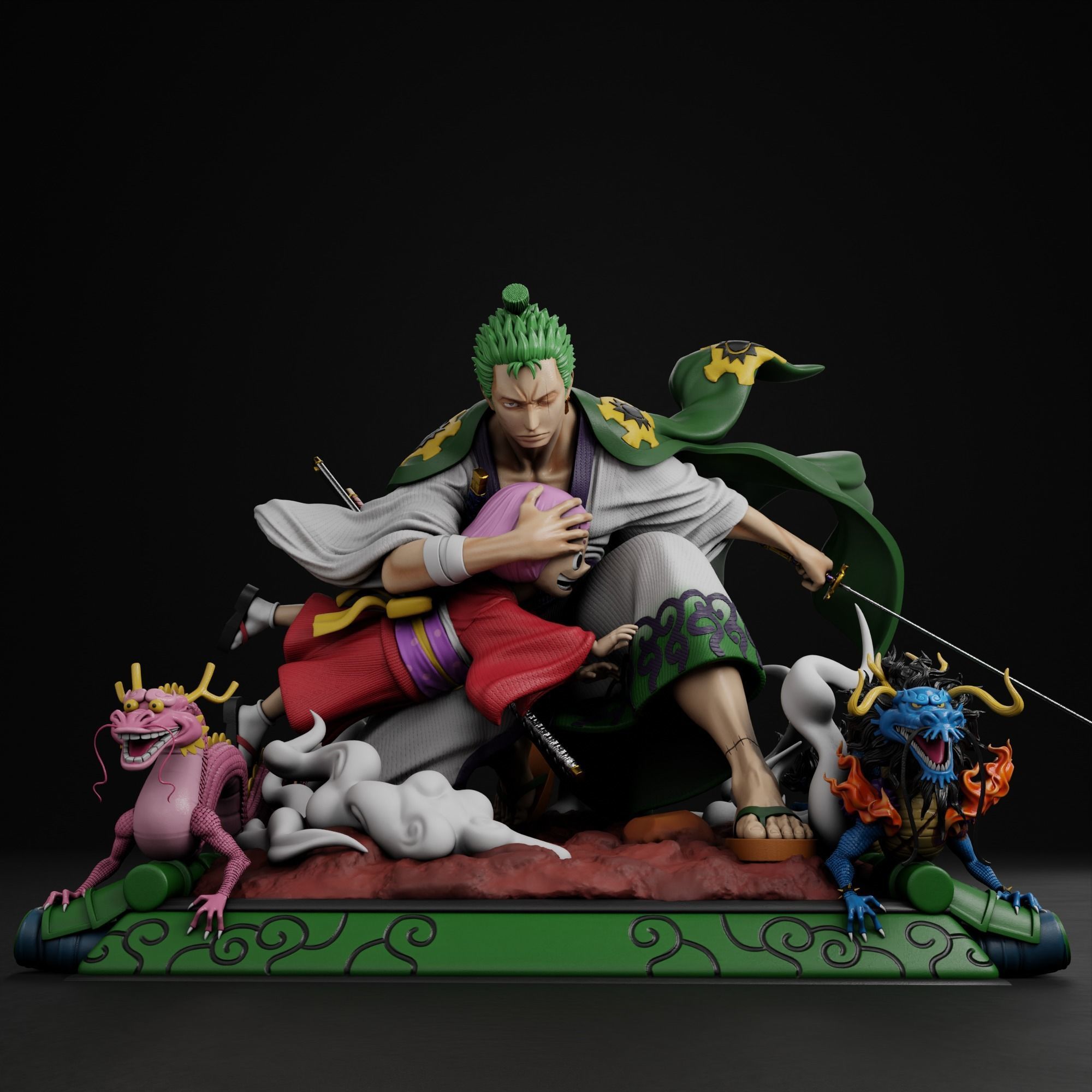 Zoro And Toko - One Piece 3D model 3D printable | CGTrader