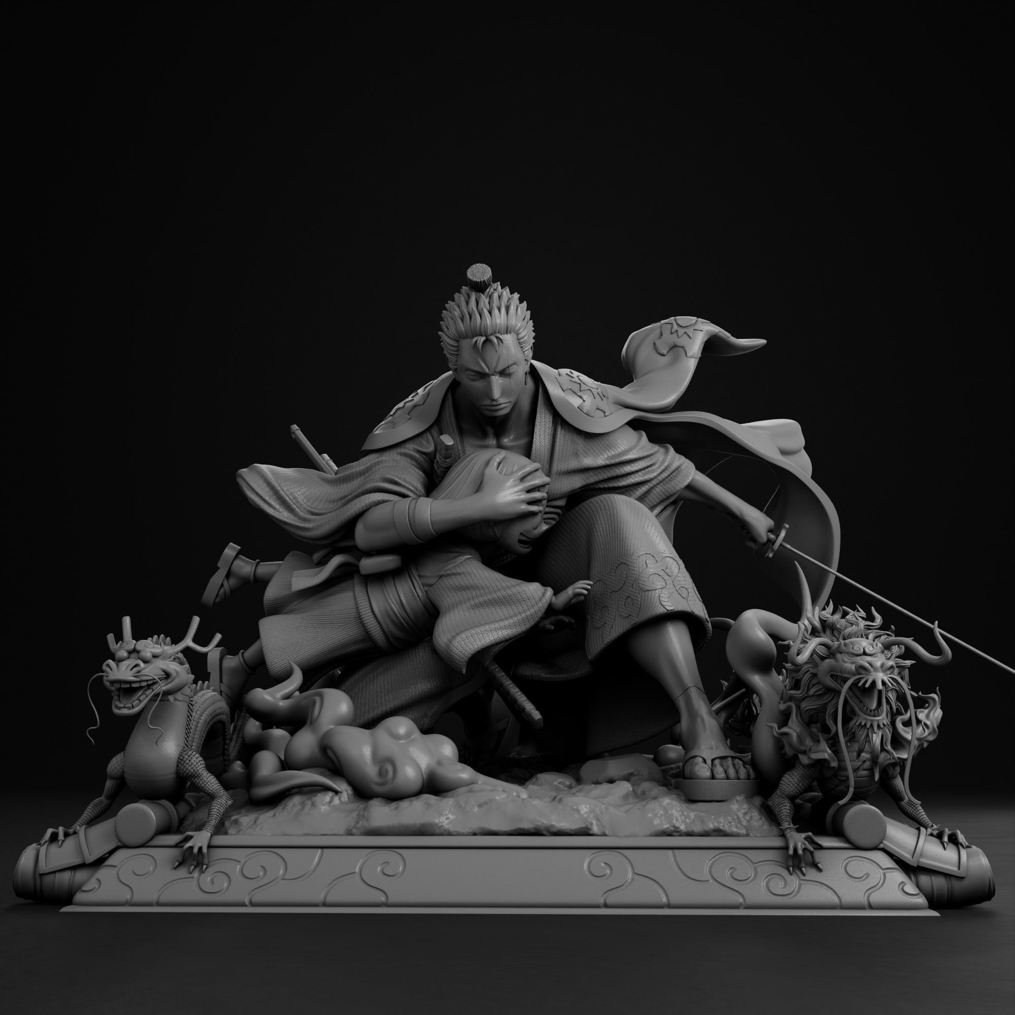 Zoro And Toko - One Piece 3D model 3D printable | CGTrader