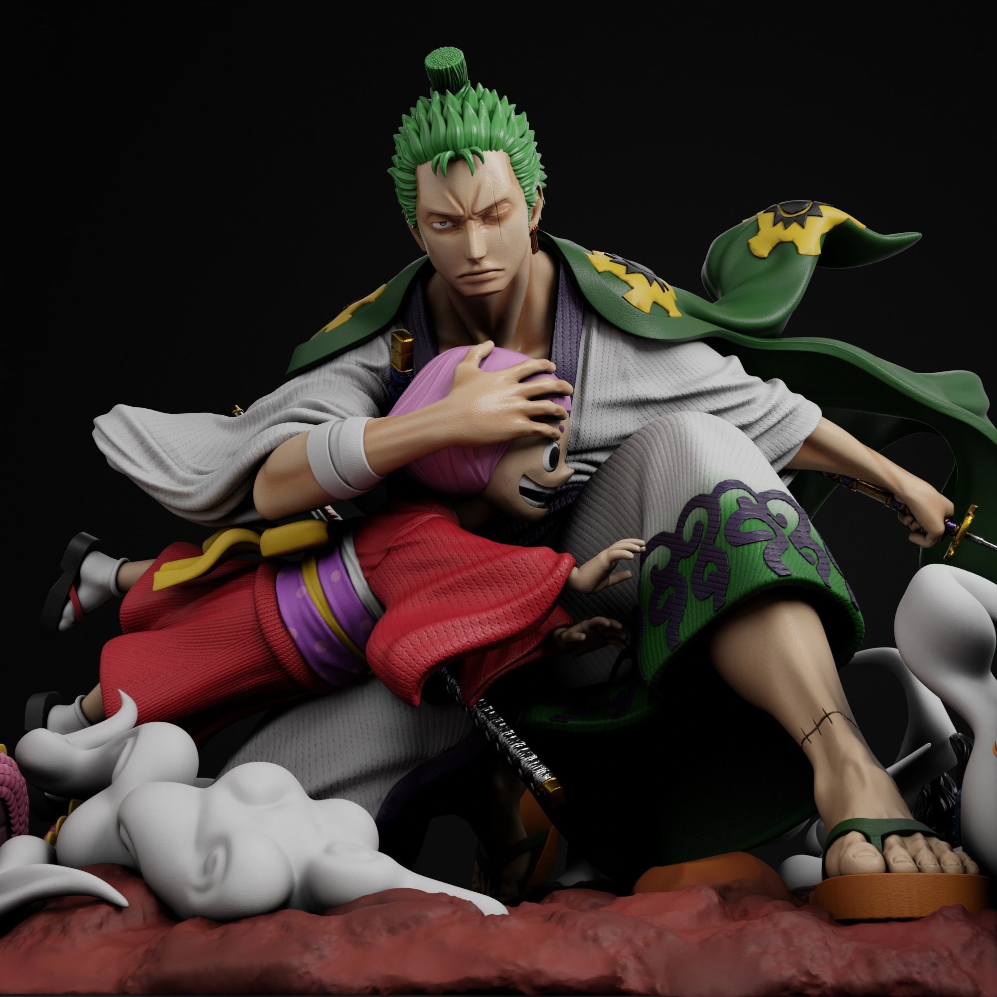 Zoro And Toko - One Piece 3D model 3D printable | CGTrader
