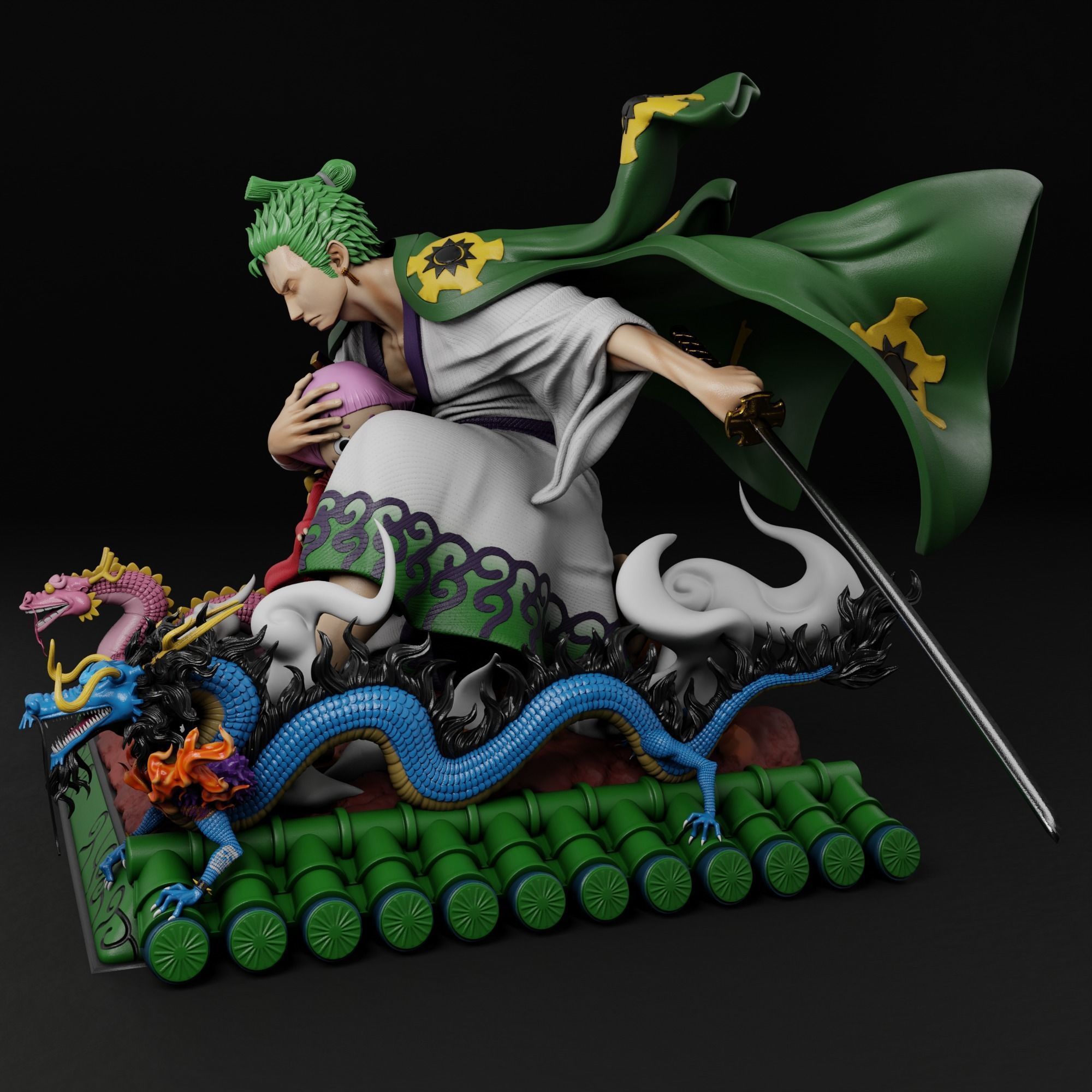 Zoro And Toko - One Piece 3D model 3D printable | CGTrader