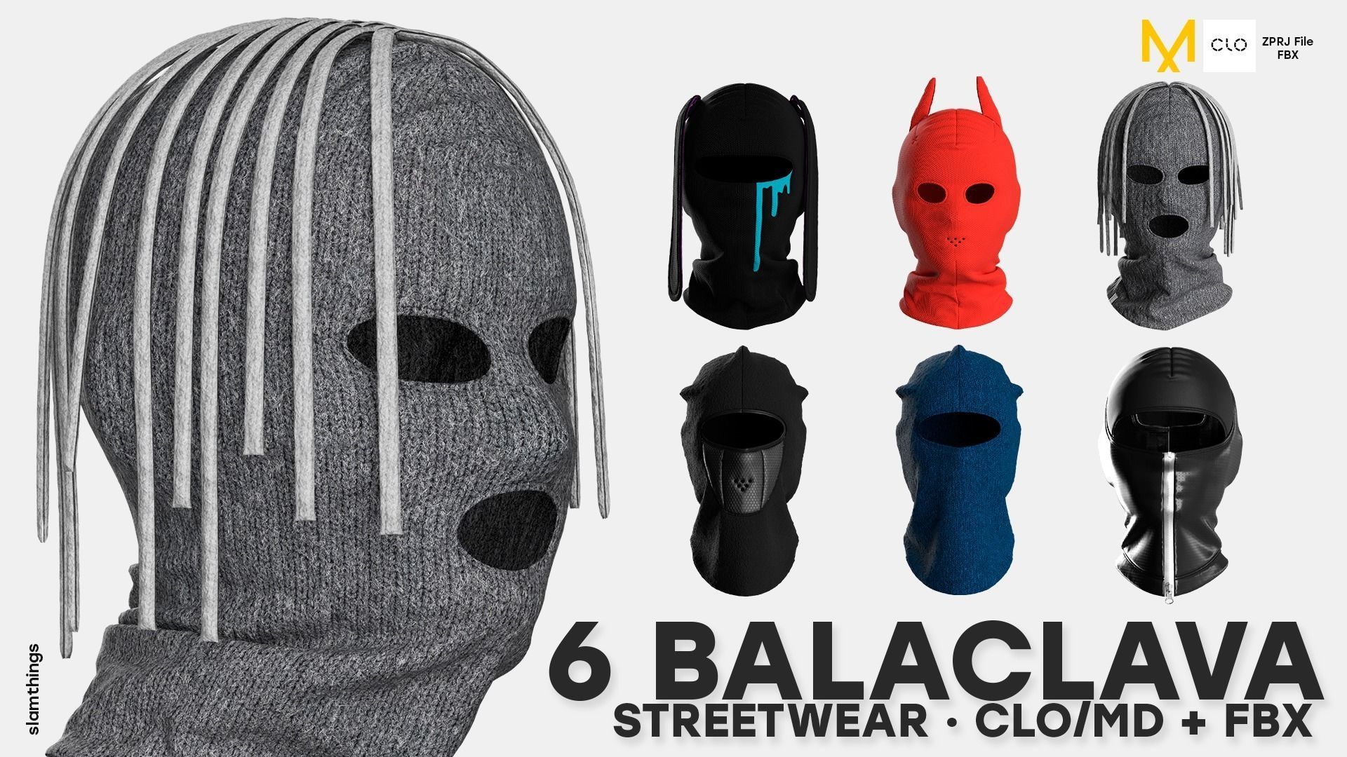 Streetwear 6 Balaclava Mask Collection 3D model | CGTrader