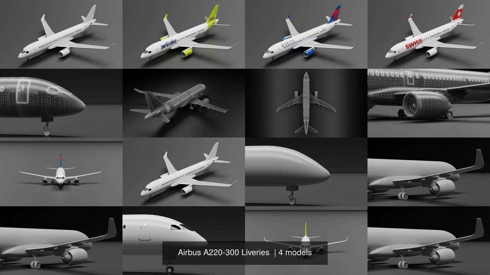 Airbus A220-300 Liveries 3D Model Collection | CGTrader
