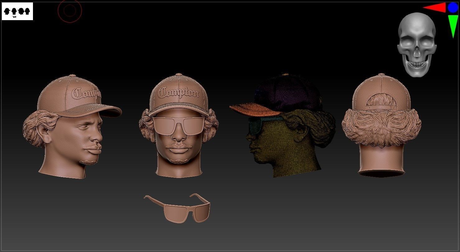 Eazy E head of mannequin wearing baseball cap 3D model 3D printable ...